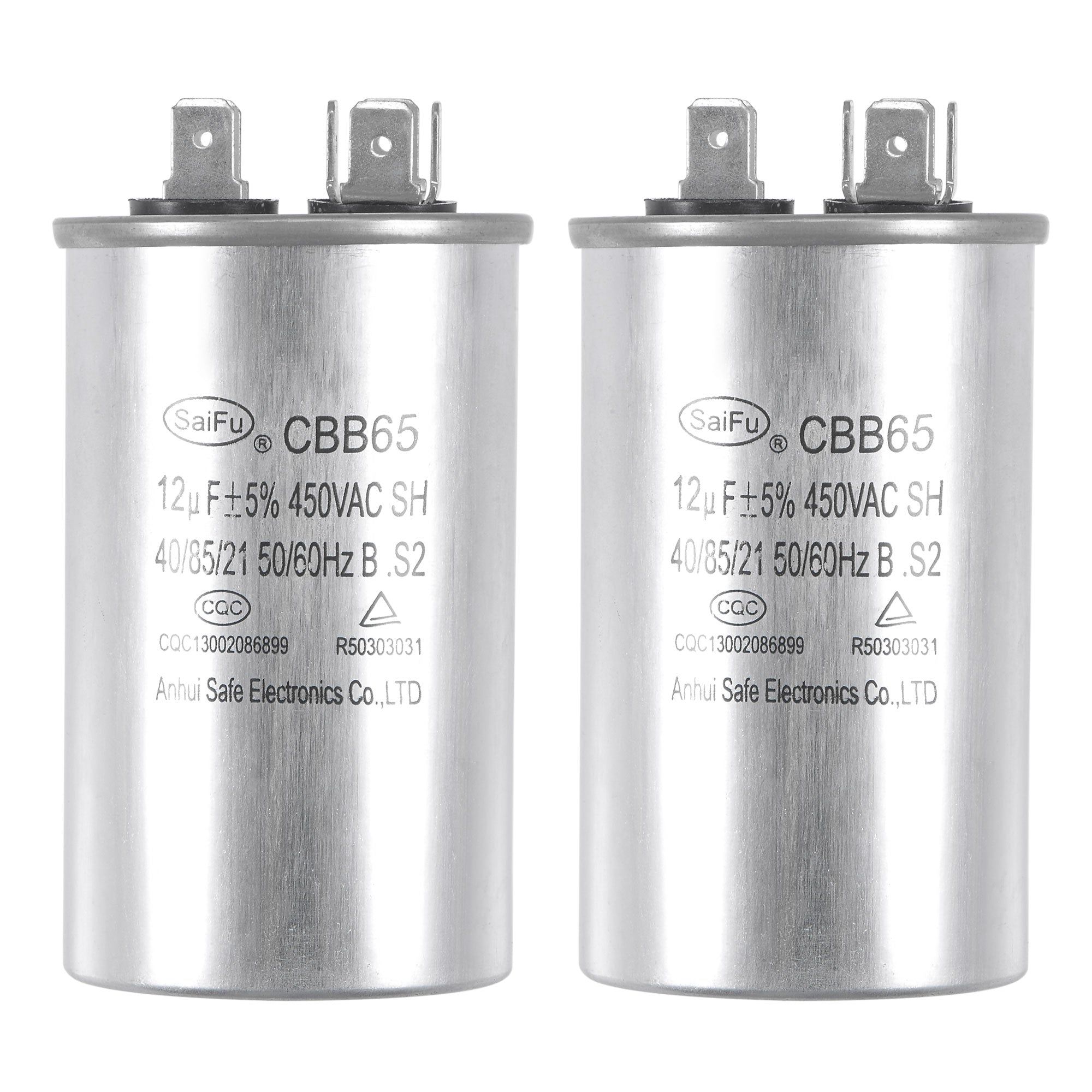 Uxcell Run Capacitor Round CBB65 12uF 12mfd 450V AC 40/85/21 Aluminum Case with Terminal for Air ...