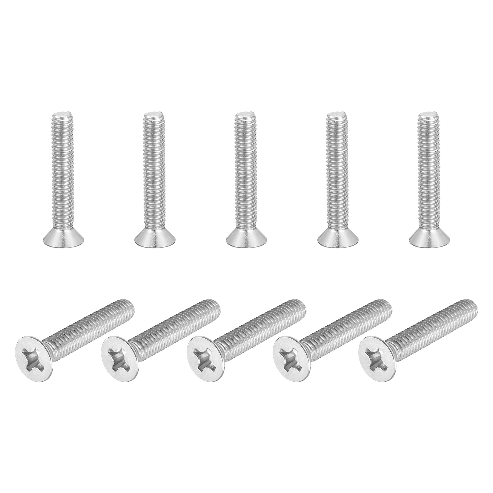 Uxcell 5/16-18x2" Flat Head Machine Screws Phillips 304 Stainless Steel Bolts 10pcs | Harfington