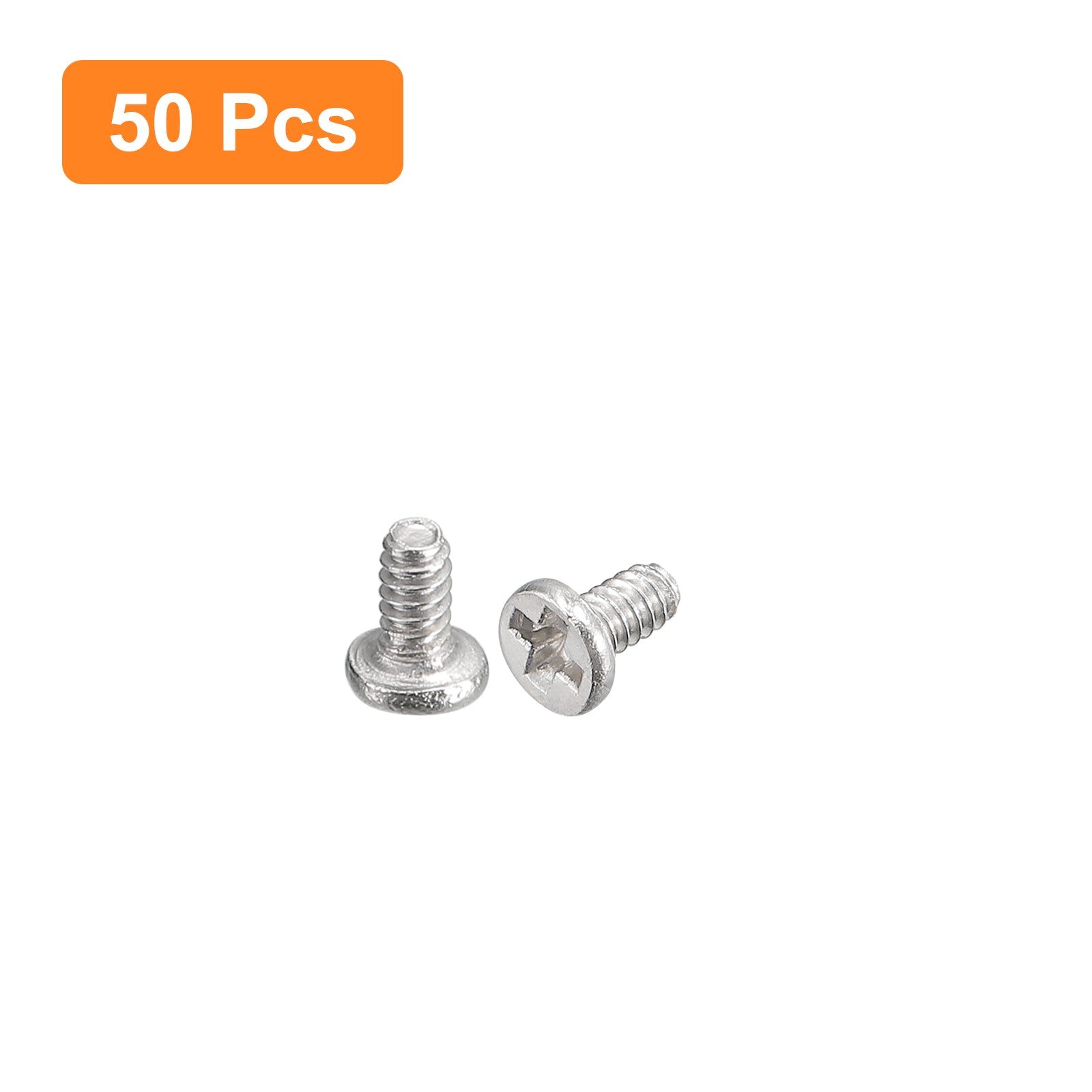 Uxcell M1-0.25 x 2mm 50Pcs Flat Round Head Screws 304 Stainless Steel Phillips Drive Machine ...