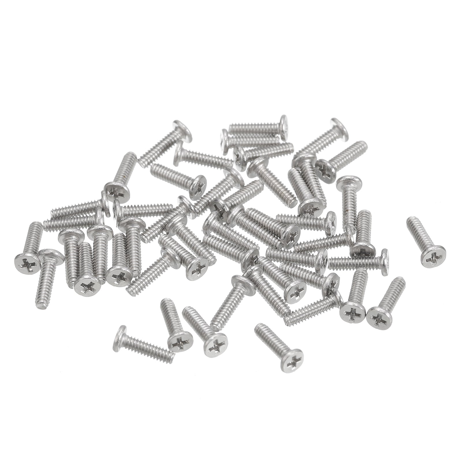 Uxcell M1.4-0.3 x 5mm 50Pcs Flat Round Head Screws 304 Stainless Steel Phillips Drive Machine ...
