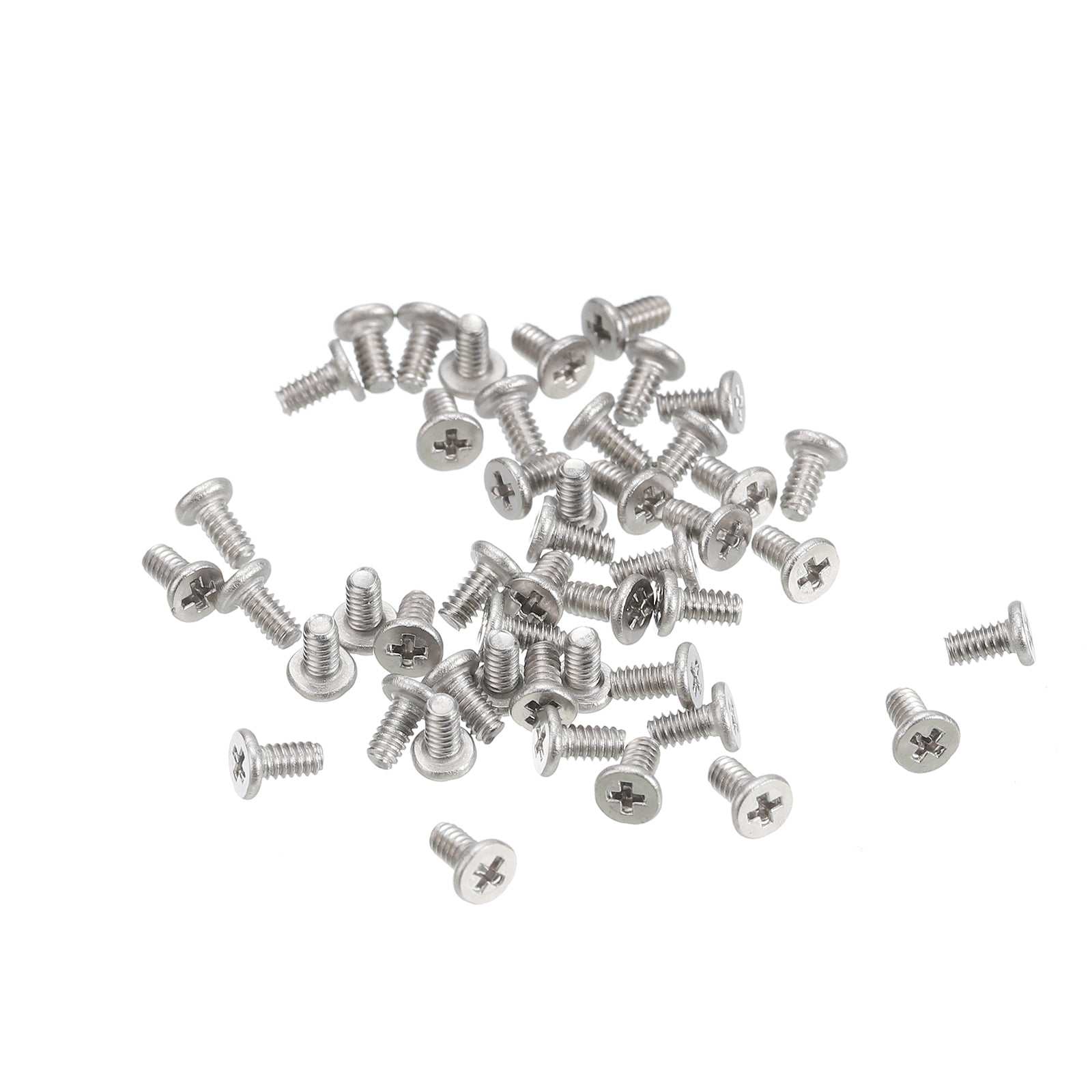Uxcell M1.6-0.35 x 3mm 50Pcs Flat Round Head Screws 304 Stainless Steel Phillips Drive Machine ...
