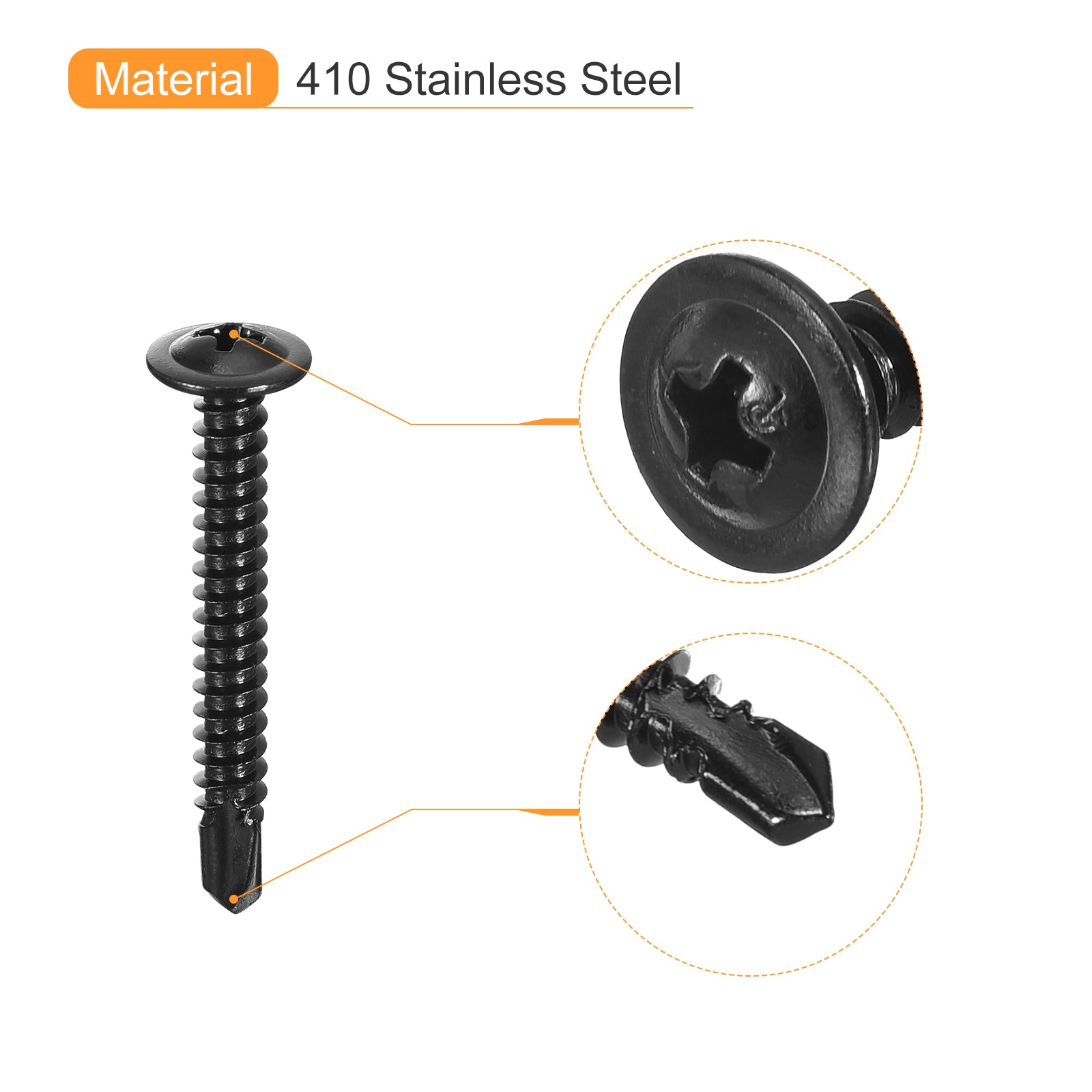 Uxcell Phillips Head Self Tapping Screws, 50pcs #10x1-1/2" Sheet Metal Screw | Harfington