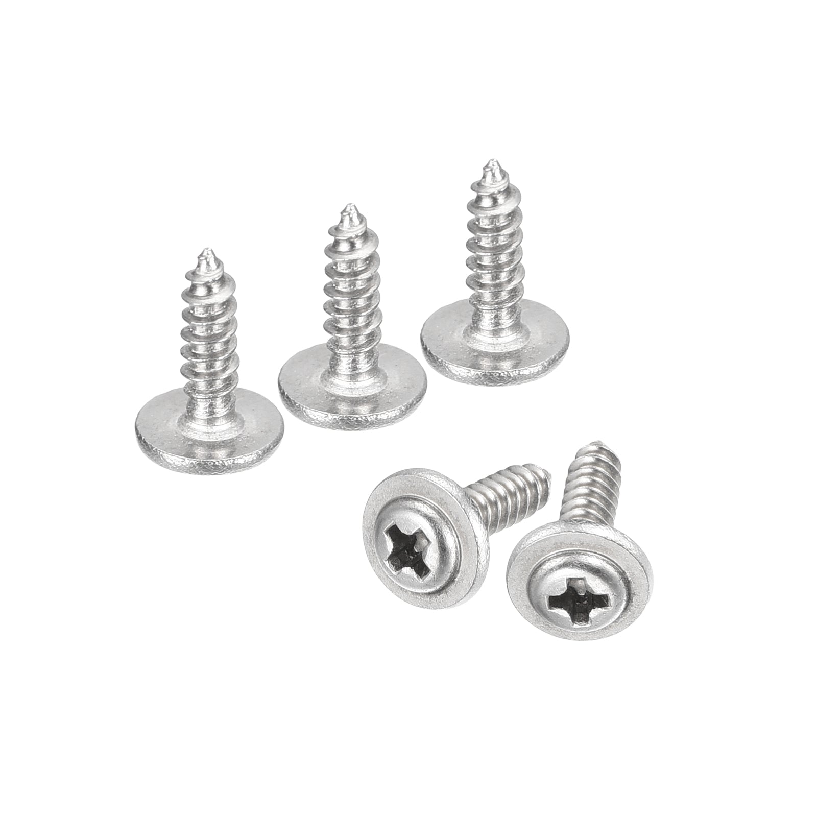 Uxcell ST2.3x8mm Phillips Pan Head Self-tapping Screw with Washer, 100pcs - 304 Stainless Steel ...