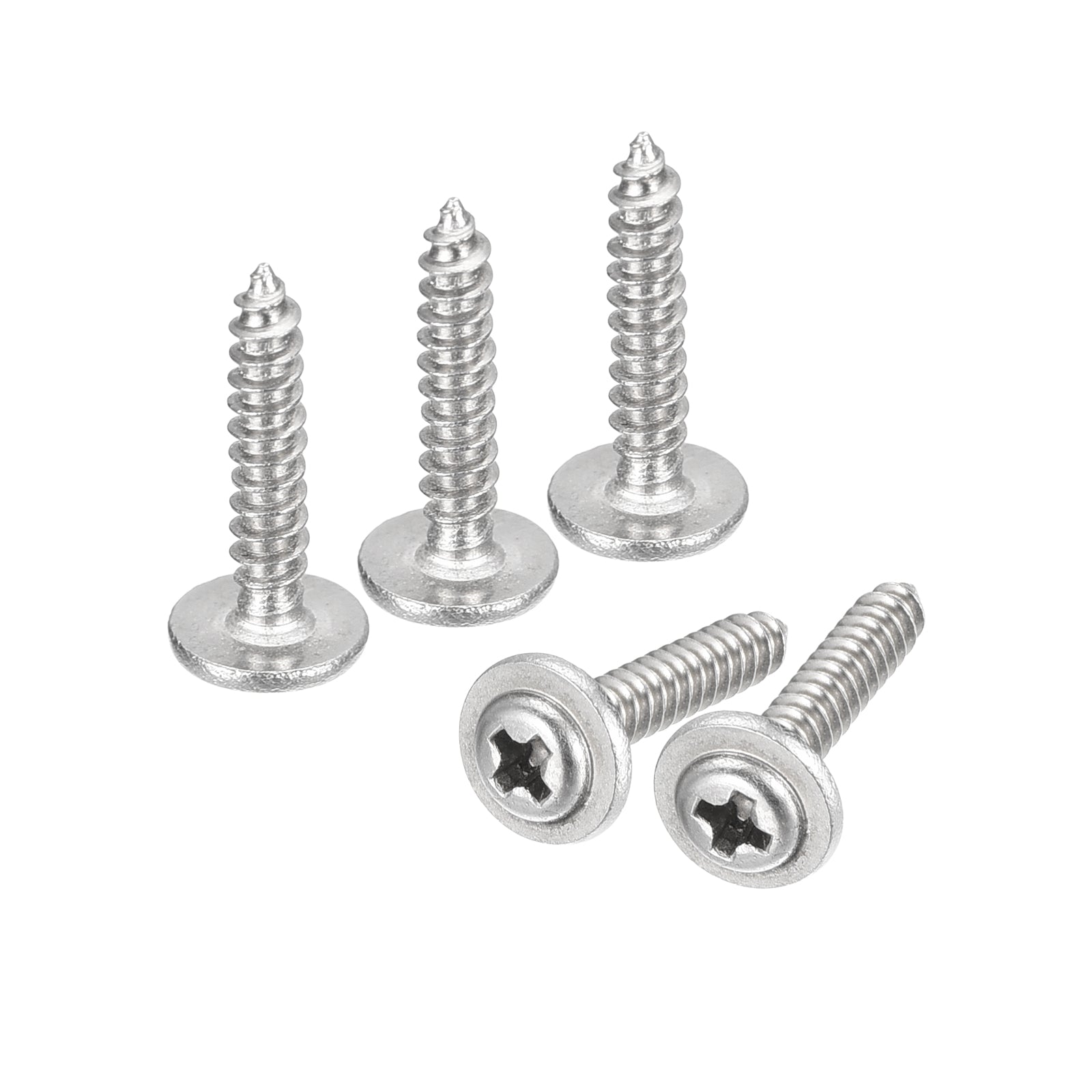 Uxcell ST2.3x12mm Phillips Pan Head Self-tapping Screw with Washer, 100pcs - 304 Stainless Steel ...