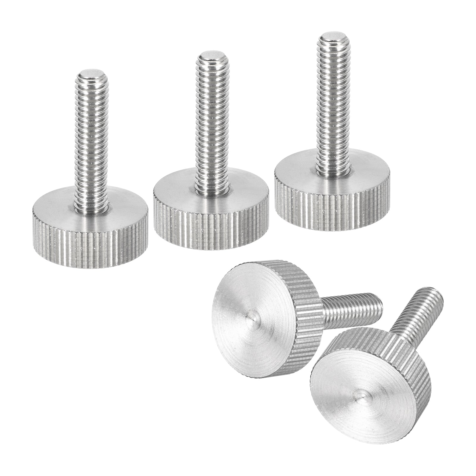 Uxcell M6x25mm Knurled Thumb Screws, 5pcs 304 Stainless Steel Flat Knurled Head Bolts | Harfington