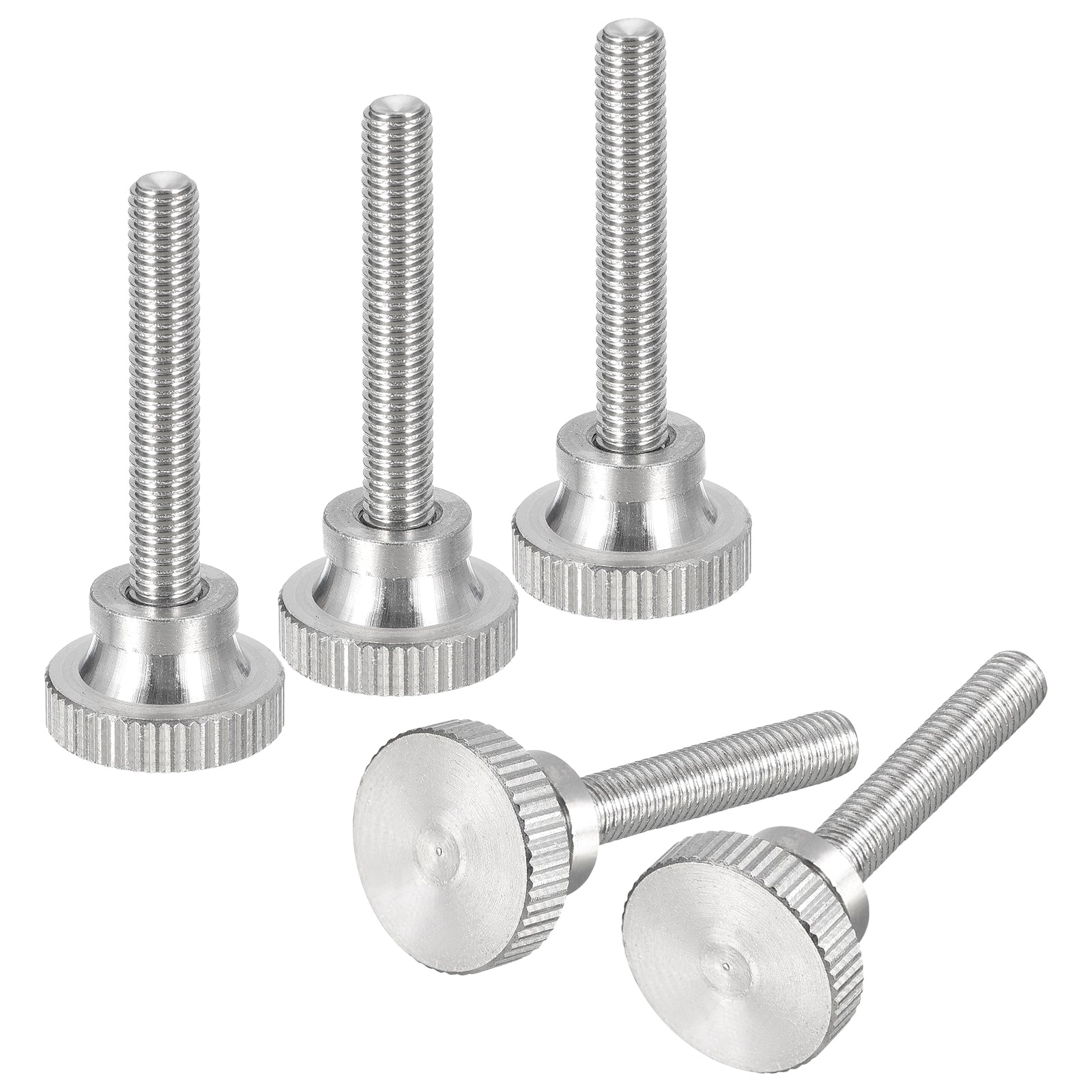 Uxcell M5x30mm Knurled Thumb Screws, 5pcs 304 Stainless Steel Flat Knurled Head Thumb Screws ...