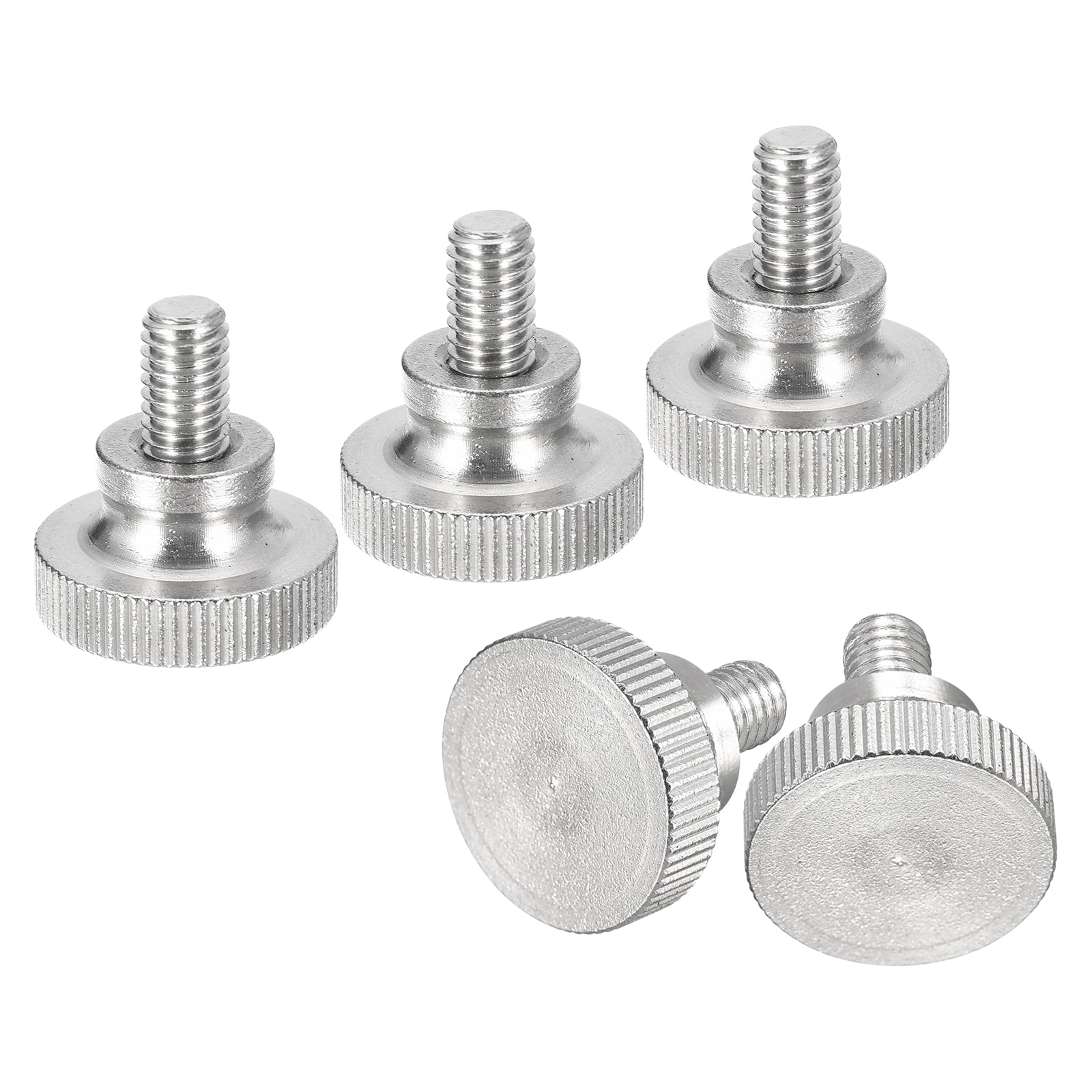 Uxcell M6x10mm Knurled Thumb Screws, 5pcs 304 Stainless Steel Flat Knurled Head Thumb Screws ...