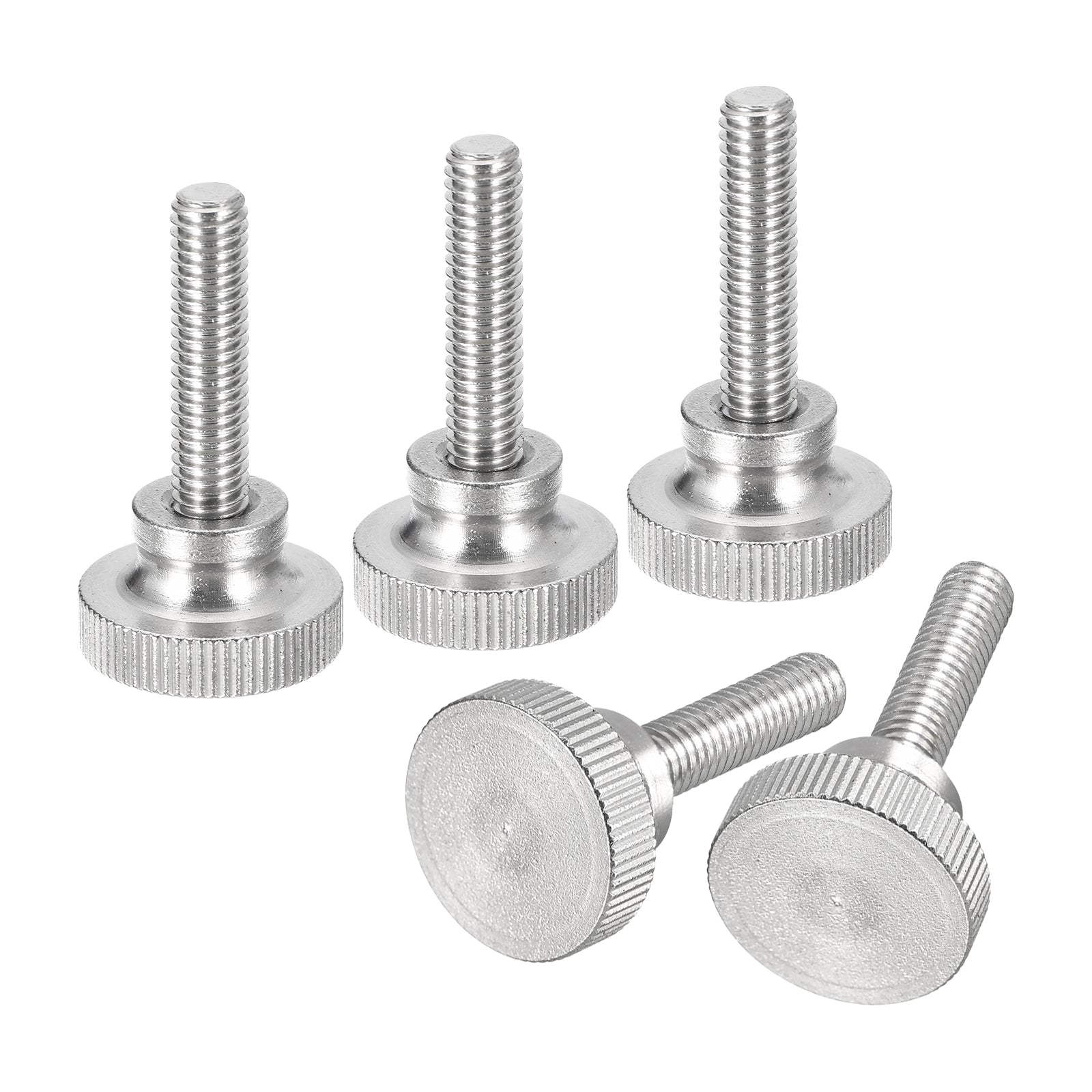Uxcell M6x25mm Knurled Thumb Screws, 5pcs 304 Stainless Steel Flat Knurled Head Thumb Screws ...