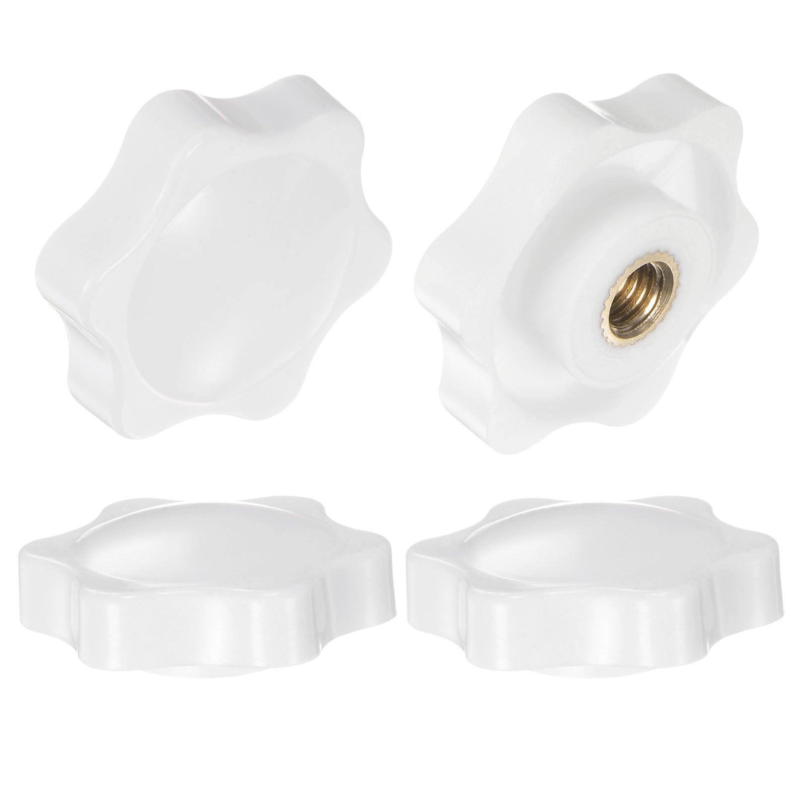 4pcs Star Knobs M6 Thread 32mm Head Non-Through Hole Clamping Handles White | Harfington