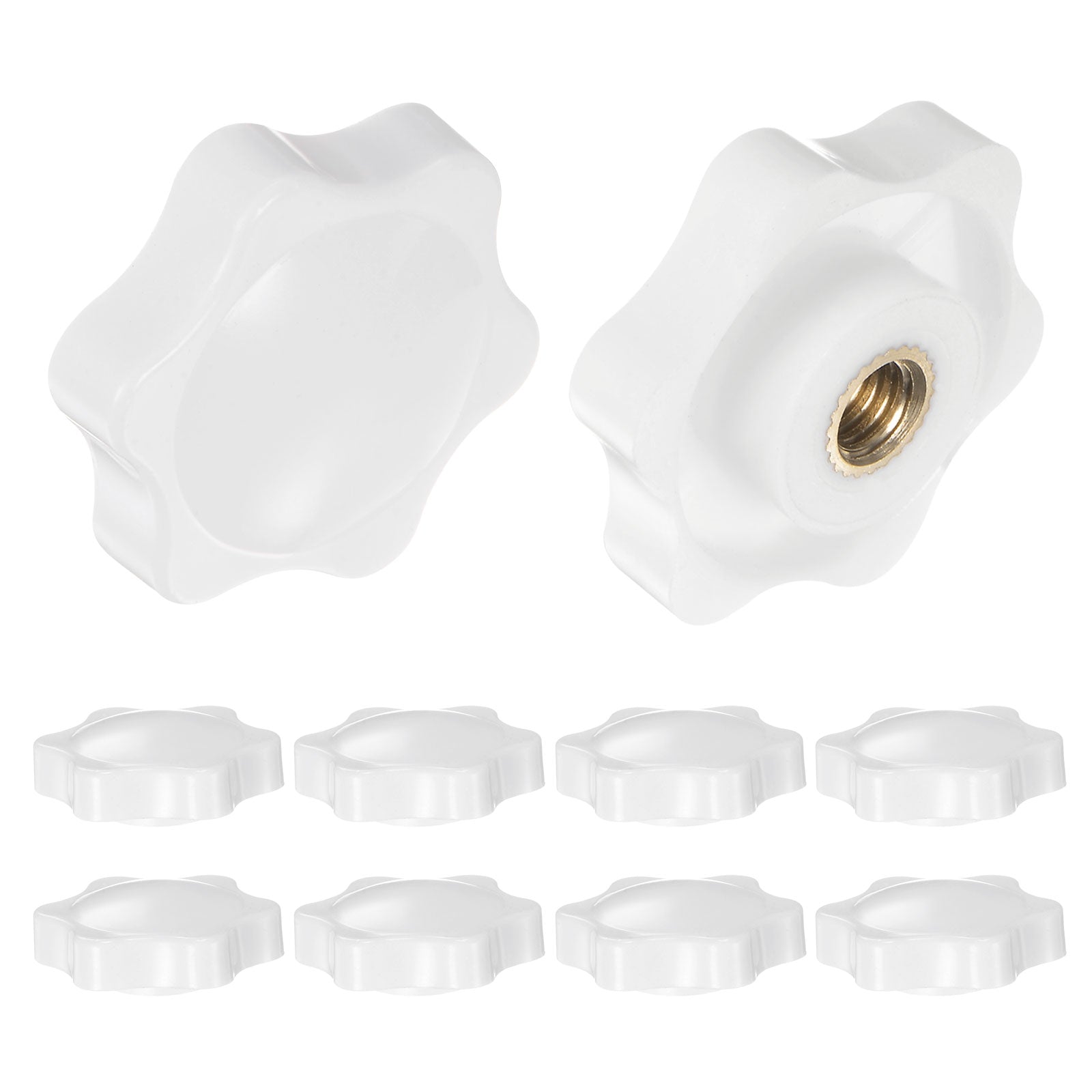 10pcs Star Knobs M6 Thread 32mm Head Non-Through Hole Clamping Handles White | Harfington