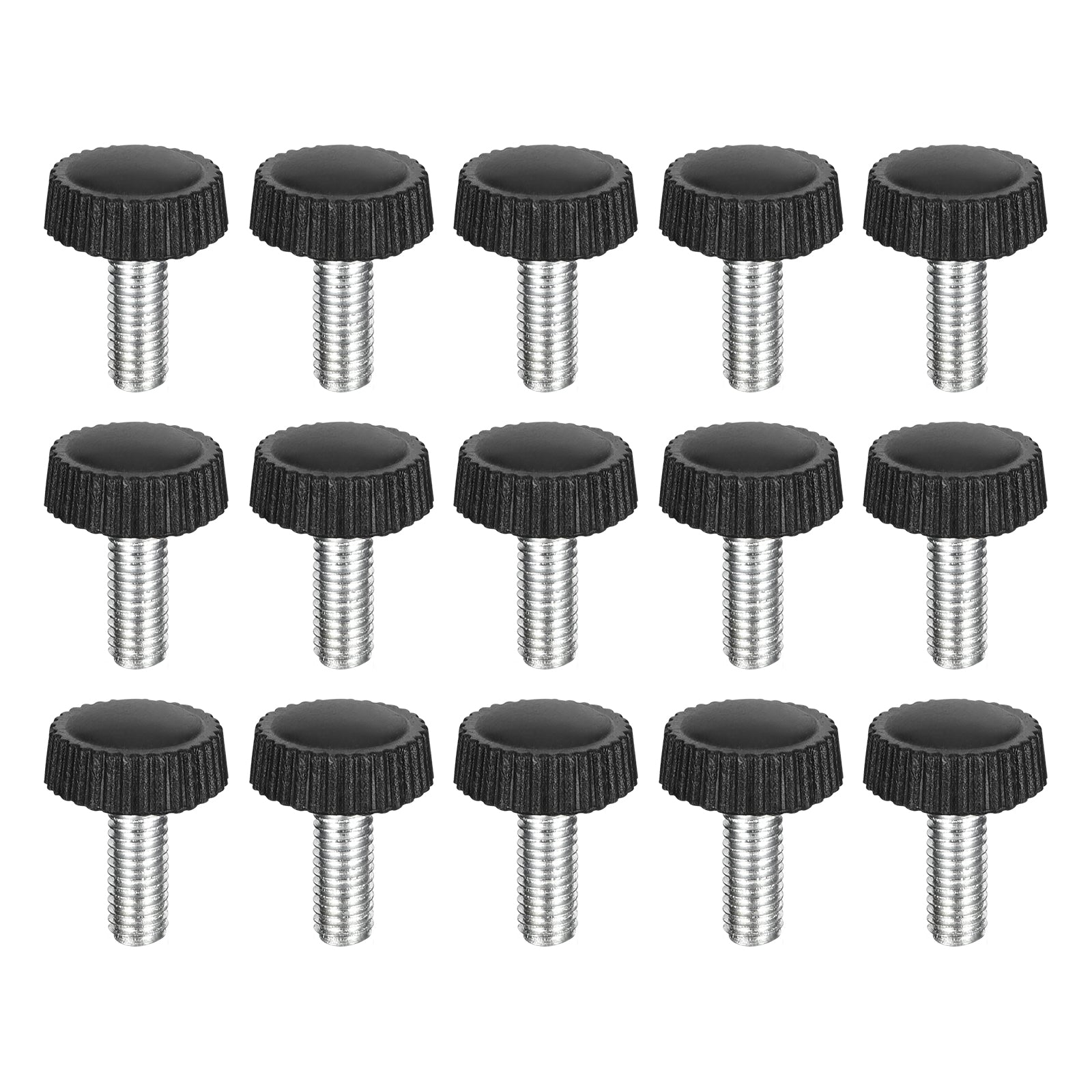 Uxcell 15Pcs M5-0.8x12mm Threaded Knurled Thumb Screws, Zinc Plated Carbon Steel Clamping Knobs ...