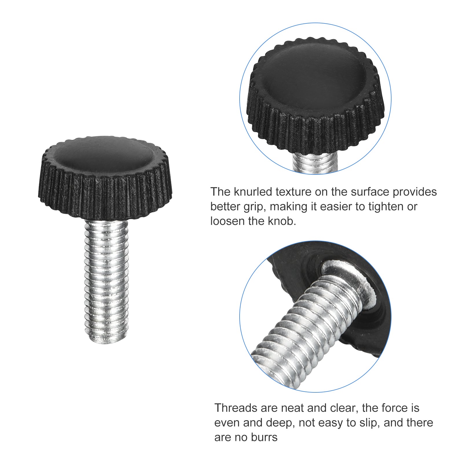 Uxcell 15Pcs M5-0.8x16mm Threaded Knurled Thumb Screws, Zinc Plated Carbon Steel Clamping Knobs ...