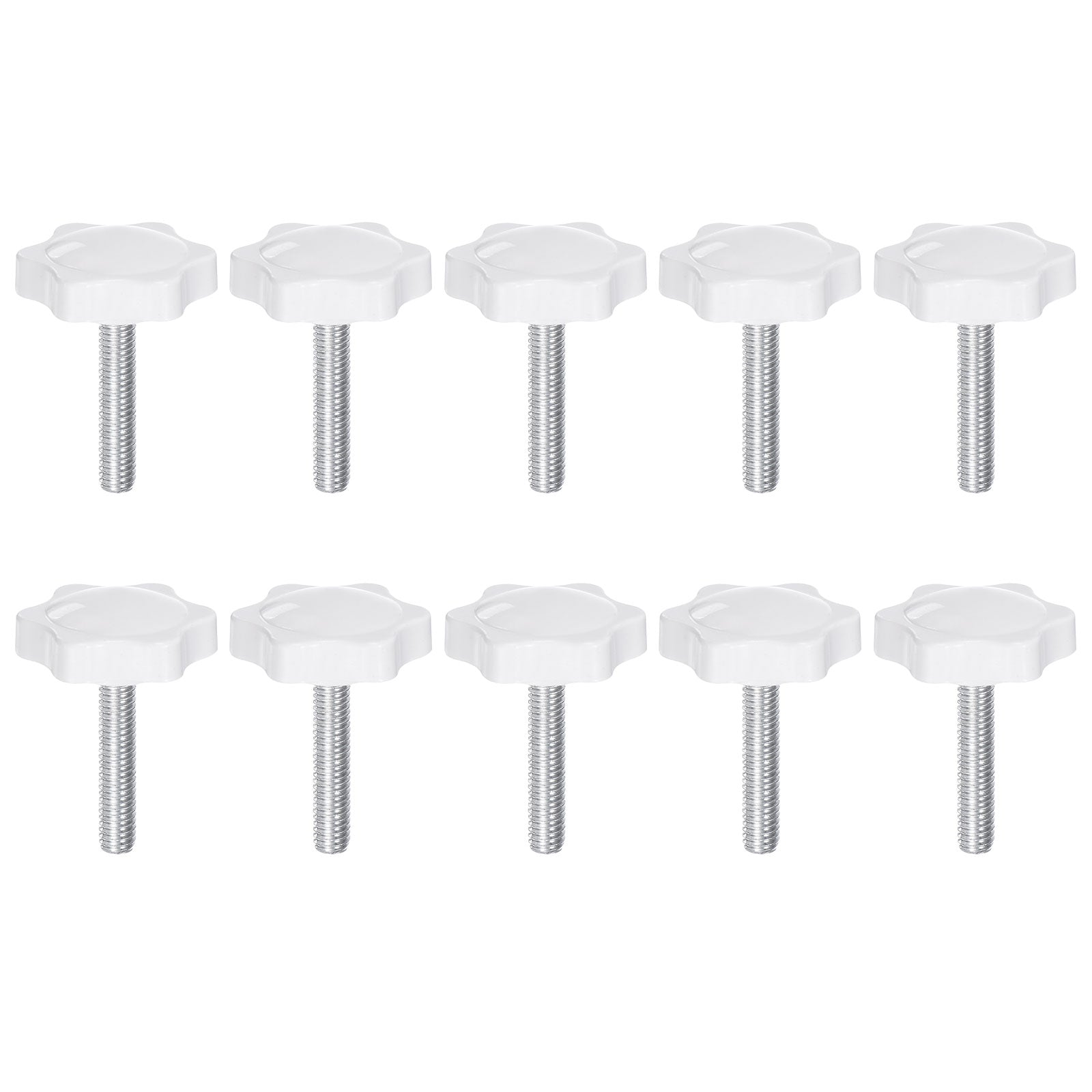 10pcs Star Knob M6 x 30mm Thread 32mm 6-Point Head Stud Hand Clamping Knob White | Harfington