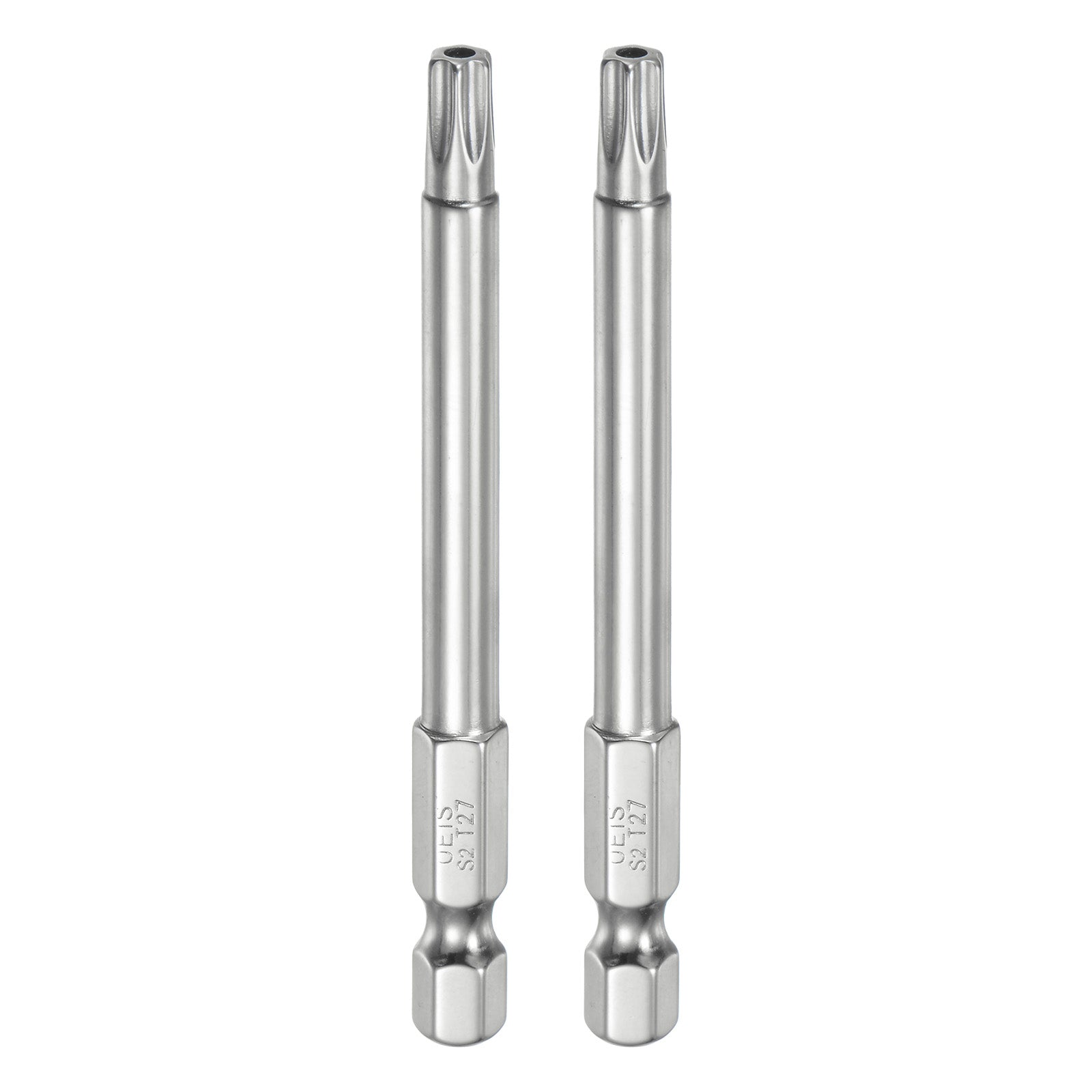 2pcs T27 Security Torx Bit 1/4" Hex Shank 3" Long Tamper Resistant Star Bits | Harfington