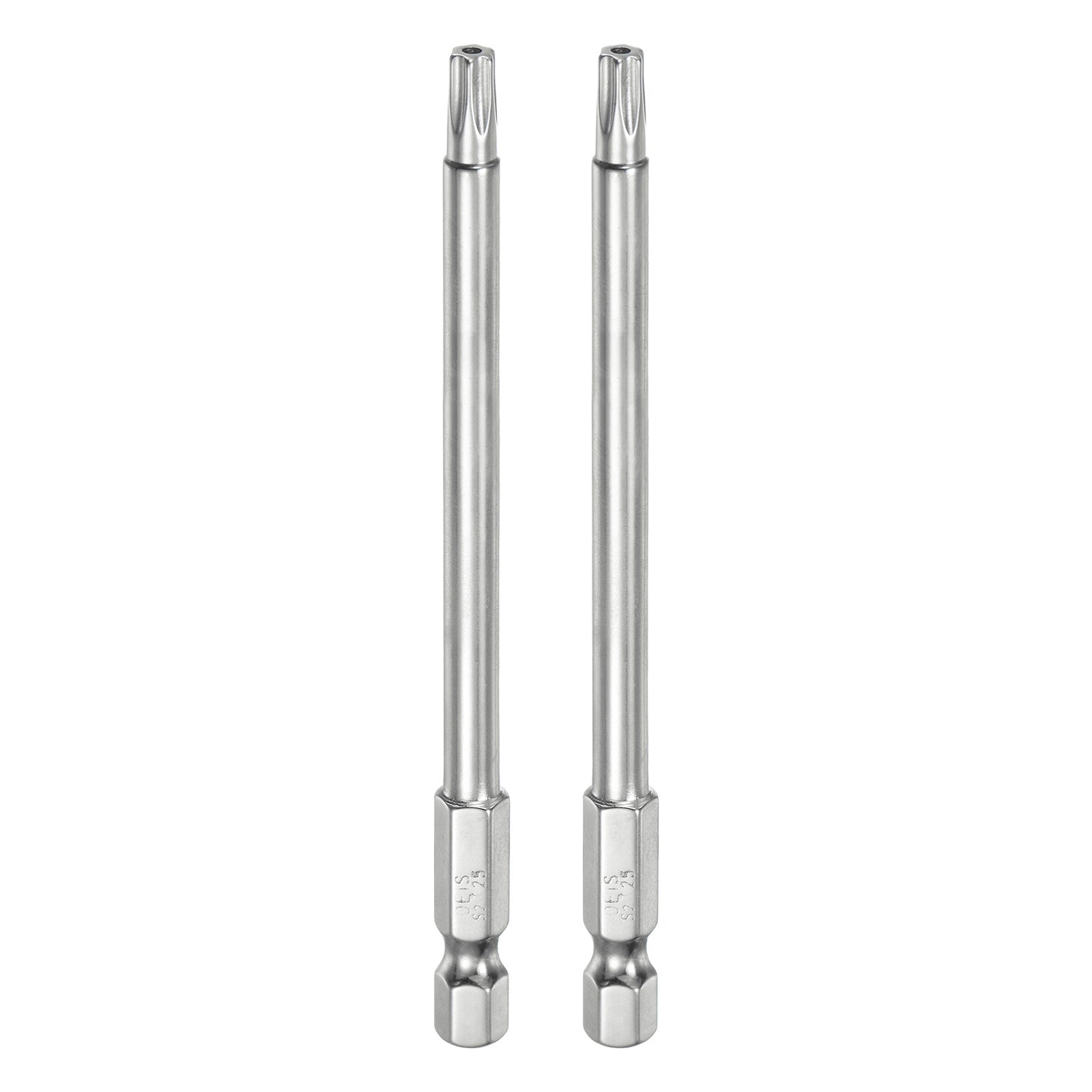 2pcs T25 Security Torx Bit 1/4" Hex Shank 4" Long Tamper Resistant Star Bits | Harfington
