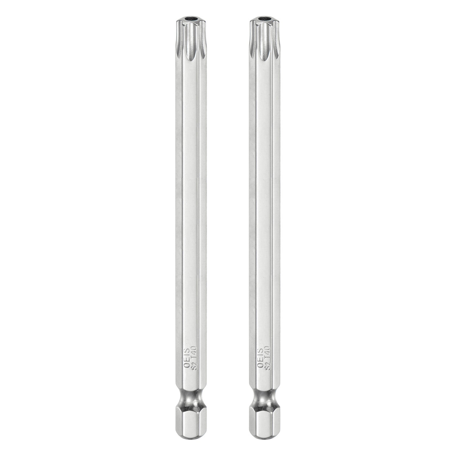 2pcs T40 Security Torx Bit 1/4" Hex Shank 4" Long Tamper Resistant Star Bits | Harfington