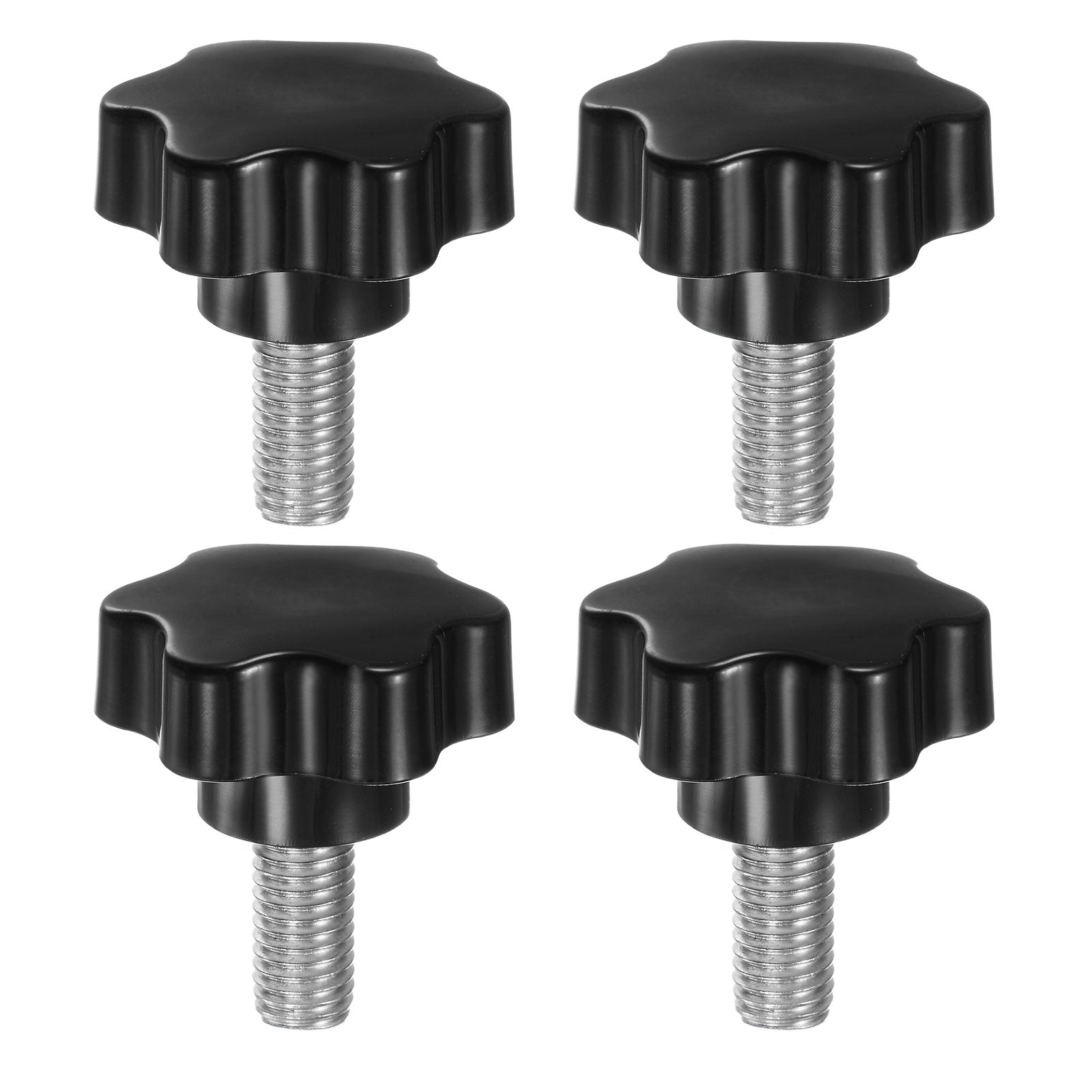 4pcs Star Knobs M12 x 25mm 304 Stainless Steel Stud 46mm 6-Star Head Thumb Screw | Harfington