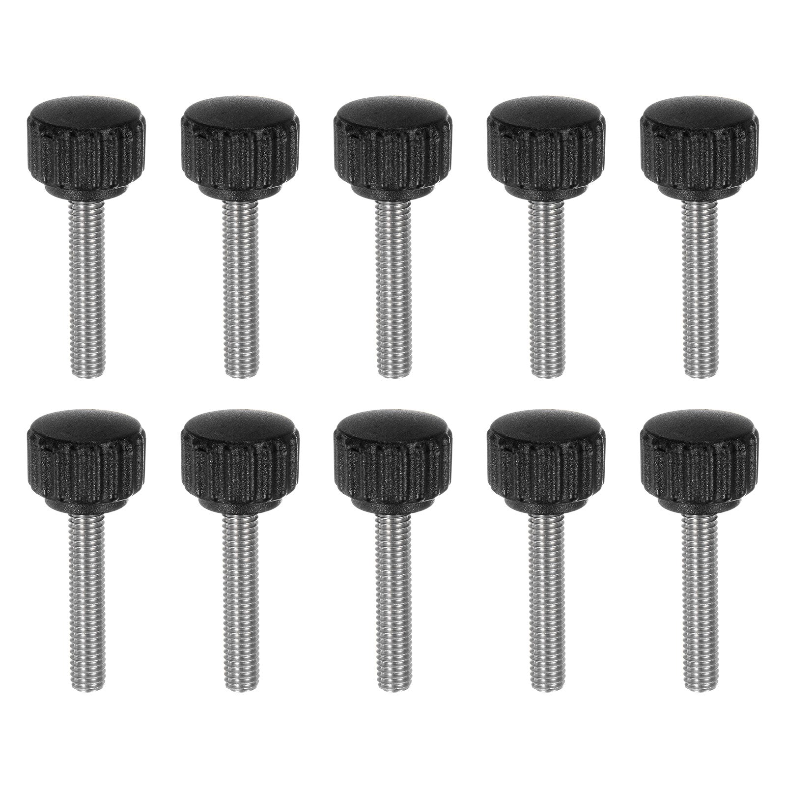 10pcs Knurled Clamping Knob Thumb Screws M5 x 25mm Metric Thread 16mm Matte Head | Harfington