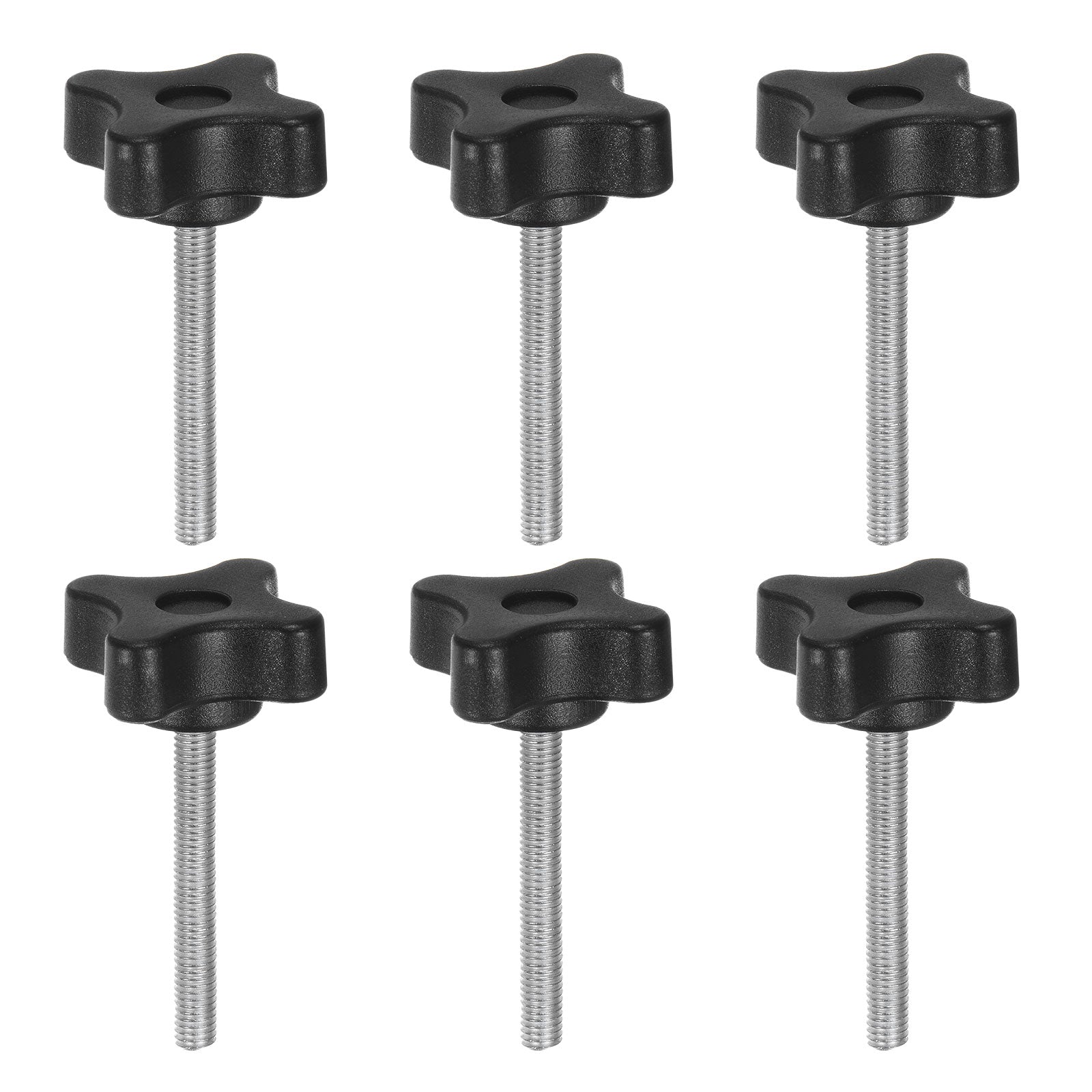 6pcs Star Knobs M5 x 40mm Metric Threaded Stud 32mm 4-Point Head Clamping Screws | Harfington