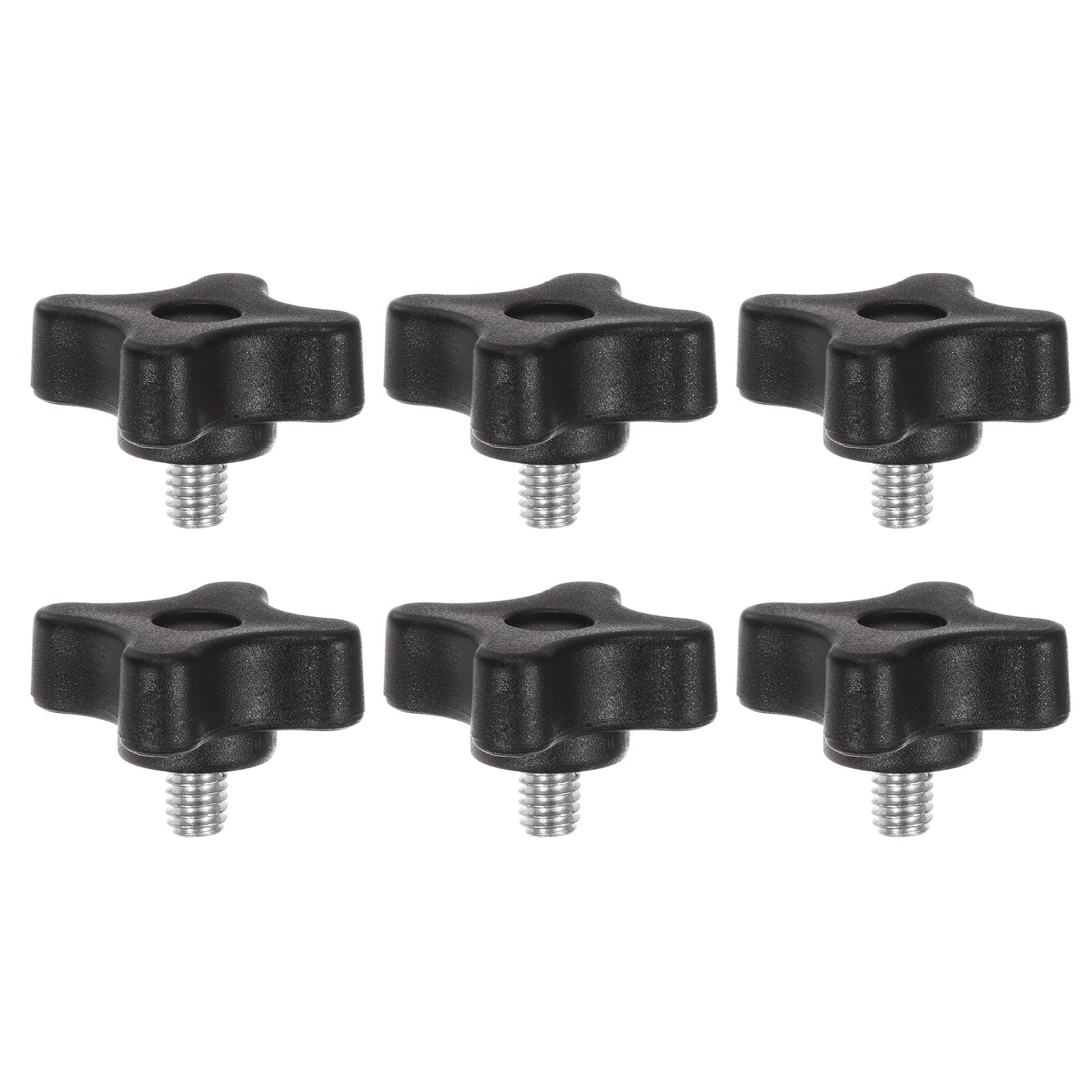 6pcs Star Knobs M6 x 8mm Metric Threaded Stud 32mm 4-Point Head Clamping Screws | Harfington