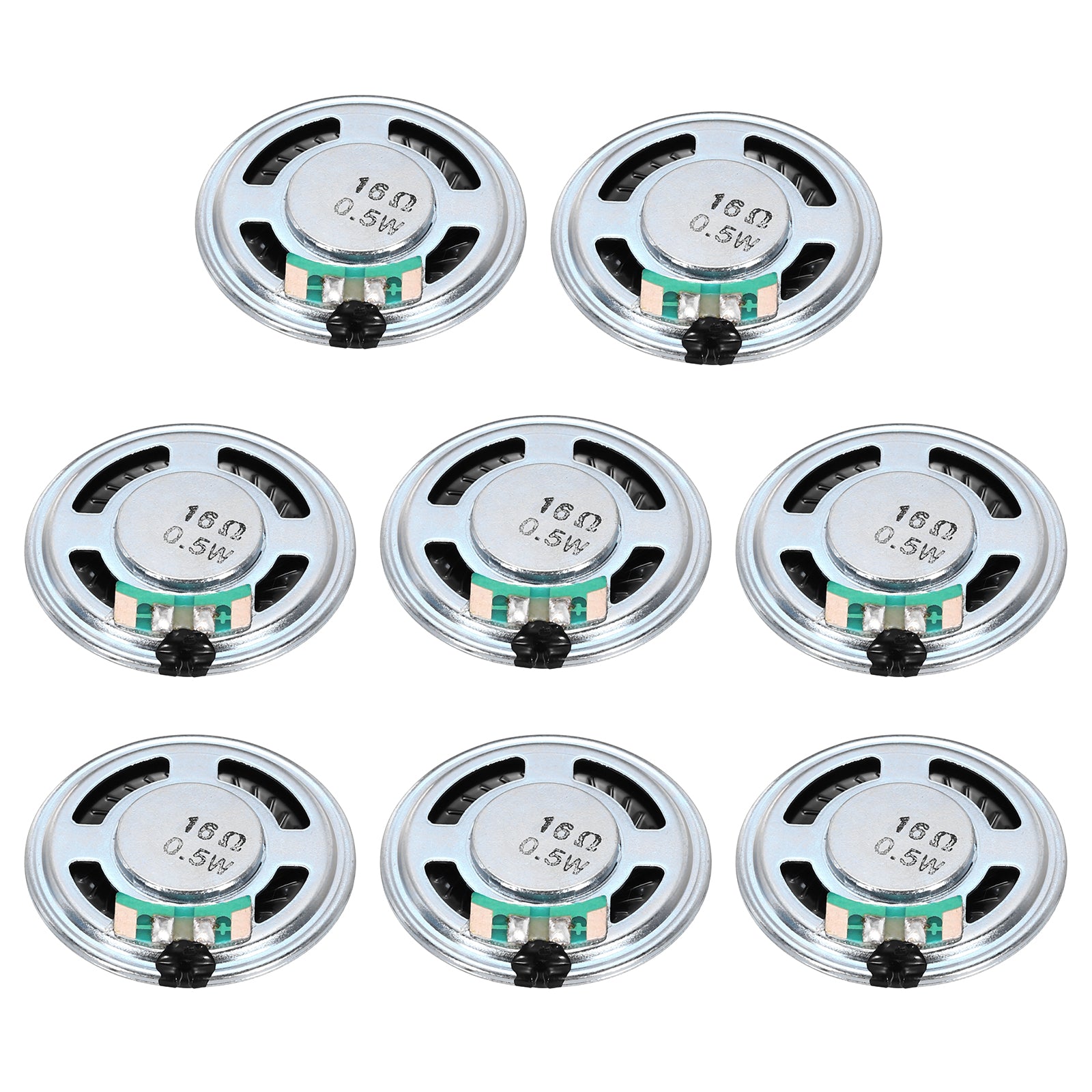 Uxcell 8 Pcs 0.5W 16 Ohm Small Speakers Metal Shell Round Internal Micro Magnet Speaker | Harfington