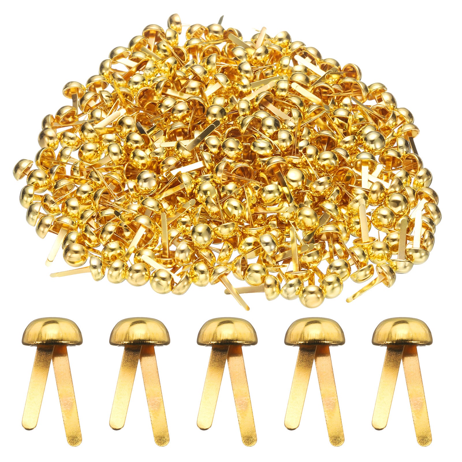 500pcs Brads Paper Fasteners, 8mm x 17mm Metal Paper Crafts Brads, Small Round Brass Split Pins ...
