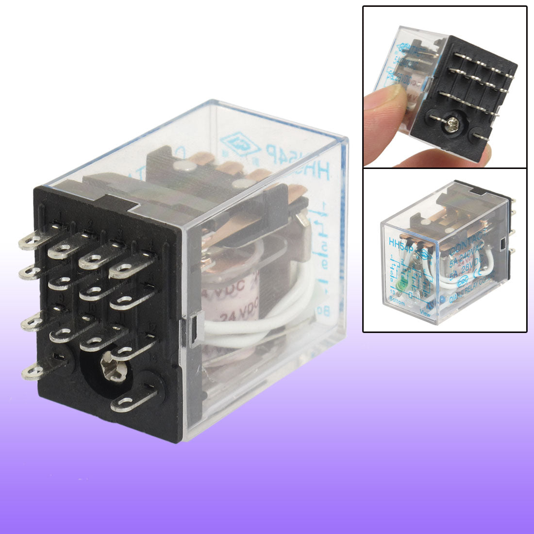 Uxcell HH54P DC 24V Coil 14 Pin 4PDT Green LED Indicator Power Relay 5A 240VAC 28VDC | Harfington