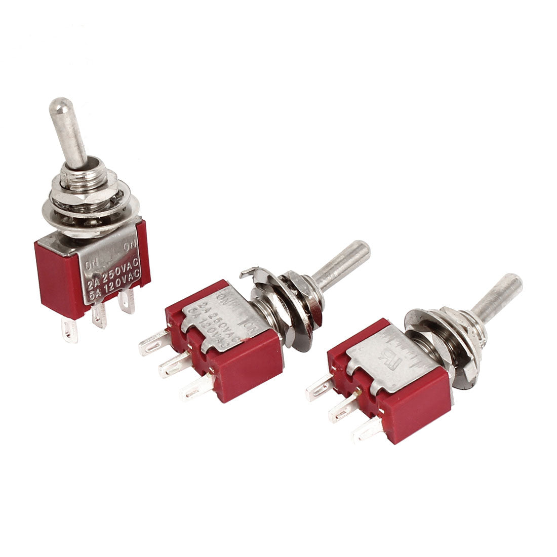 Uxcell 3Pcs AC 250V/2A 120V/5A ON-ON 2 Position SPDT Mini Toggle Switch Red | Harfington