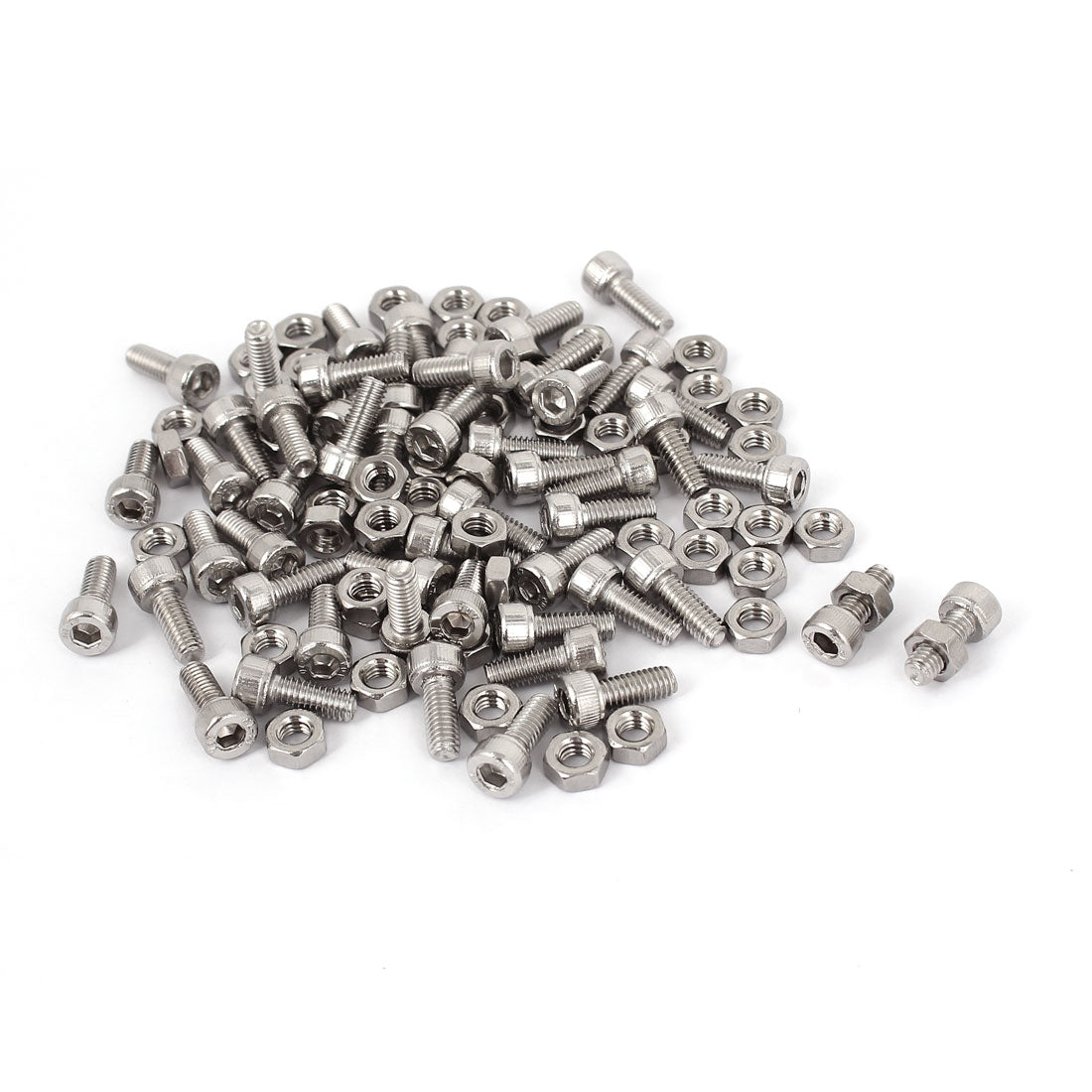 Uxcell M4x10mm Stainless Steel Hex Socket Head Knurled Cap Screws Bolts Nut Set 50Pcs | Harfington