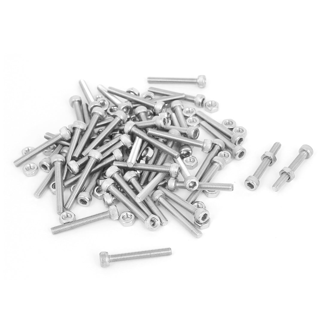 Uxcell M3x22mm Stainless Steel Hex Socket Head Knurled Cap Screws Bolts Nut Set 50Pcs | Harfington