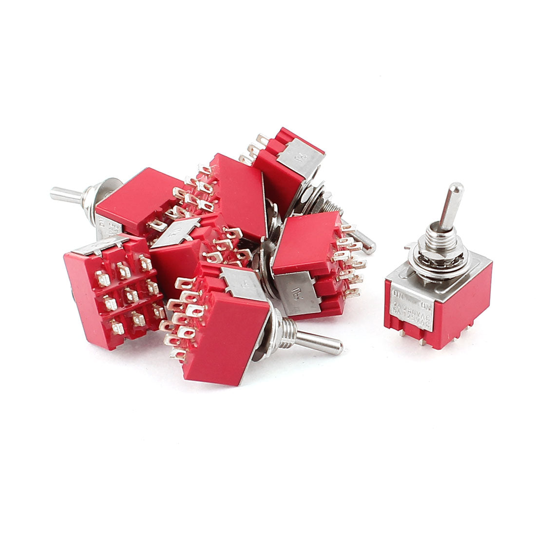 Uxcell AC 250V/2A 125V/5A 3PDT ON-ON 2 Positions 9 Pins Latching Miniature Toggle Switch 8 Pcs ...