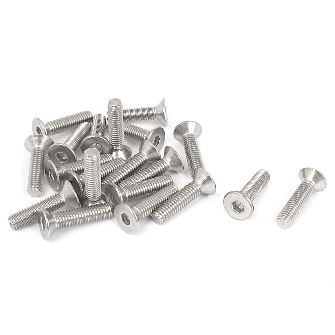 Uxcell M6 x 25mm Metric 304 Stainless Steel Hex Socket Countersunk Flat Head Screw Bolts 20PCS ...