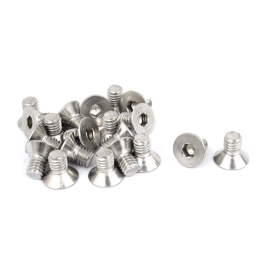 Uxcell M6 x 10mm Metric 304 Stainless Steel Hex Socket Countersunk Flat Head Screw Bolts 20pcs ...