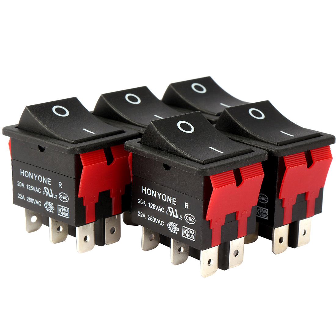 Uxcell 5Pcs AC 125V/20A 250V/22A DPDT 6P 2 Position On-Off Rocker Switch | Harfington