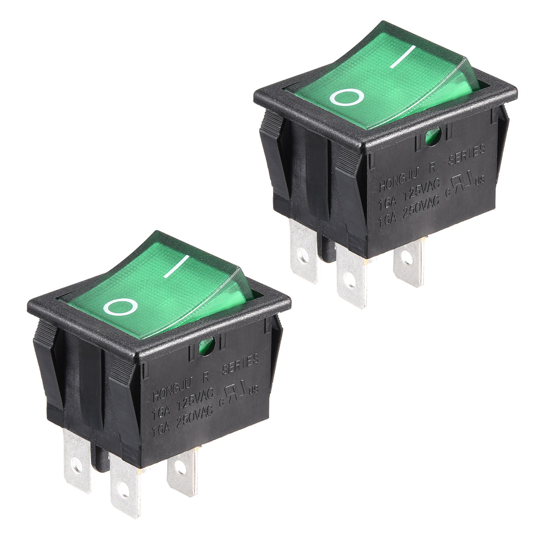 Uxcell 2Pcs AC 16A/125V 16A/250V DPST Green Light Rocker Switch | Harfington