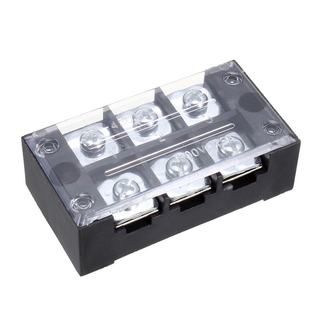 Uxcell Dual Rows 3 Positions 600V 45A Cable Barrier Block Terminal ...