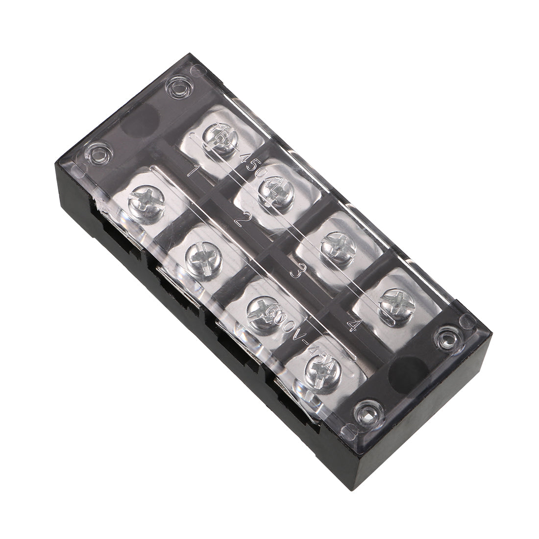 Uxcell Dual Rows 4 Positions 600V 45A Wire Barrier Block Terminal Strip ...