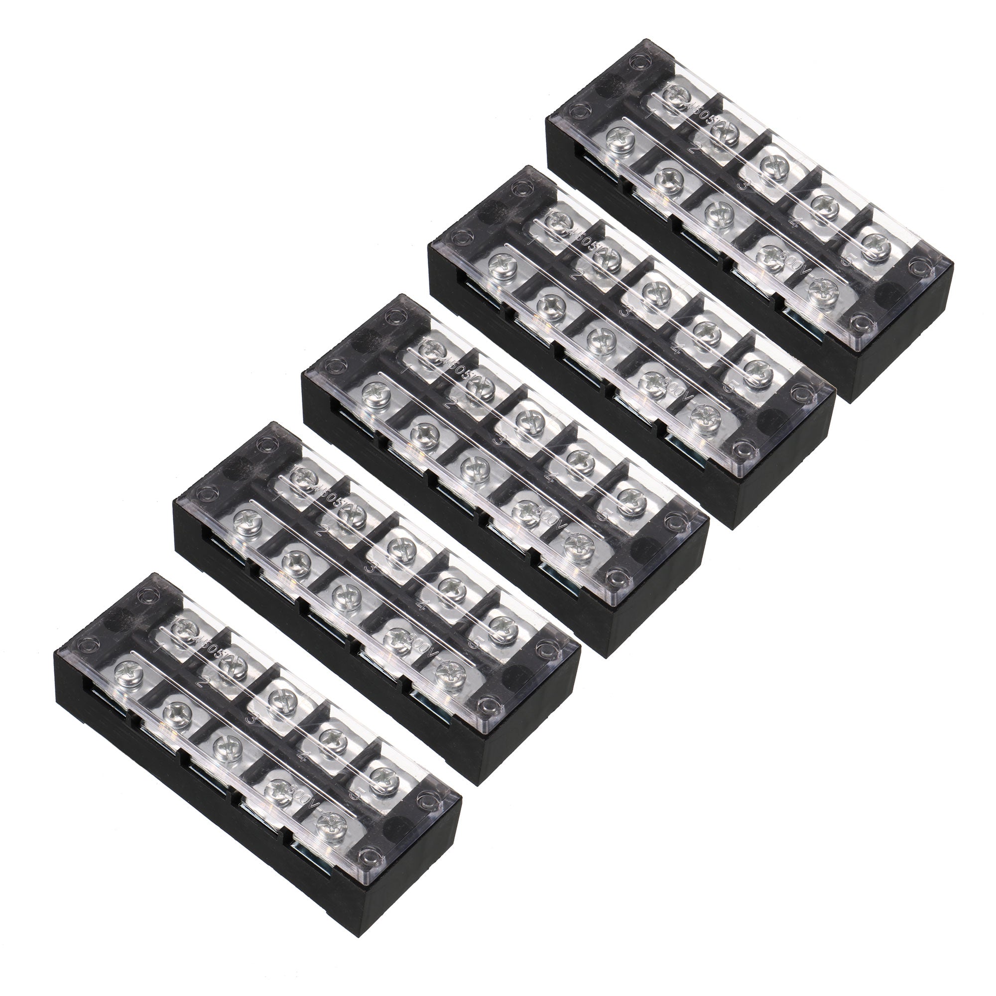 Uxcell 5 Pcs 5 Positions Dual Rows 600V 45A Wire Barrier Block Terminal ...