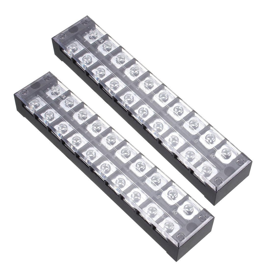 Uxcell 2 Pcs Dual Rows 10 Positions 600V 45A Cable Barrier Block ...