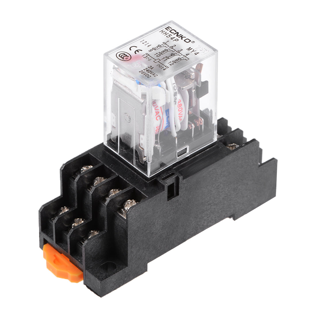 Uxcell HH54P AC 380V Coil 4P4T 14 Pins Electromagnetic Power Relay Red LED with socket | Harfington