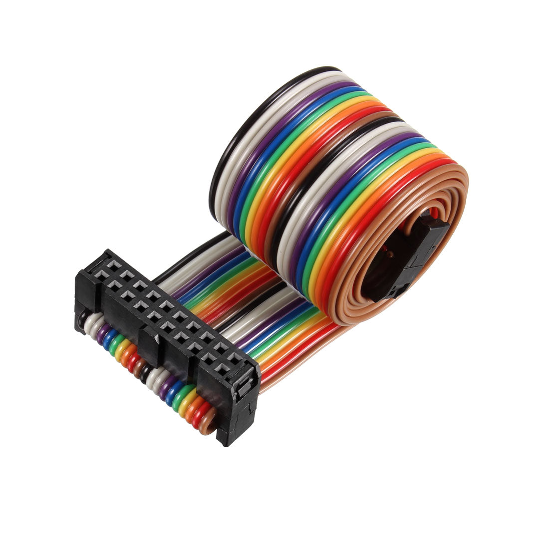Uxcell IDC Rainbow Wire Flat Ribbon Cable 20P D-type FC/FC Connector 2.54mm Pitch 0.5m/19.7inch ...