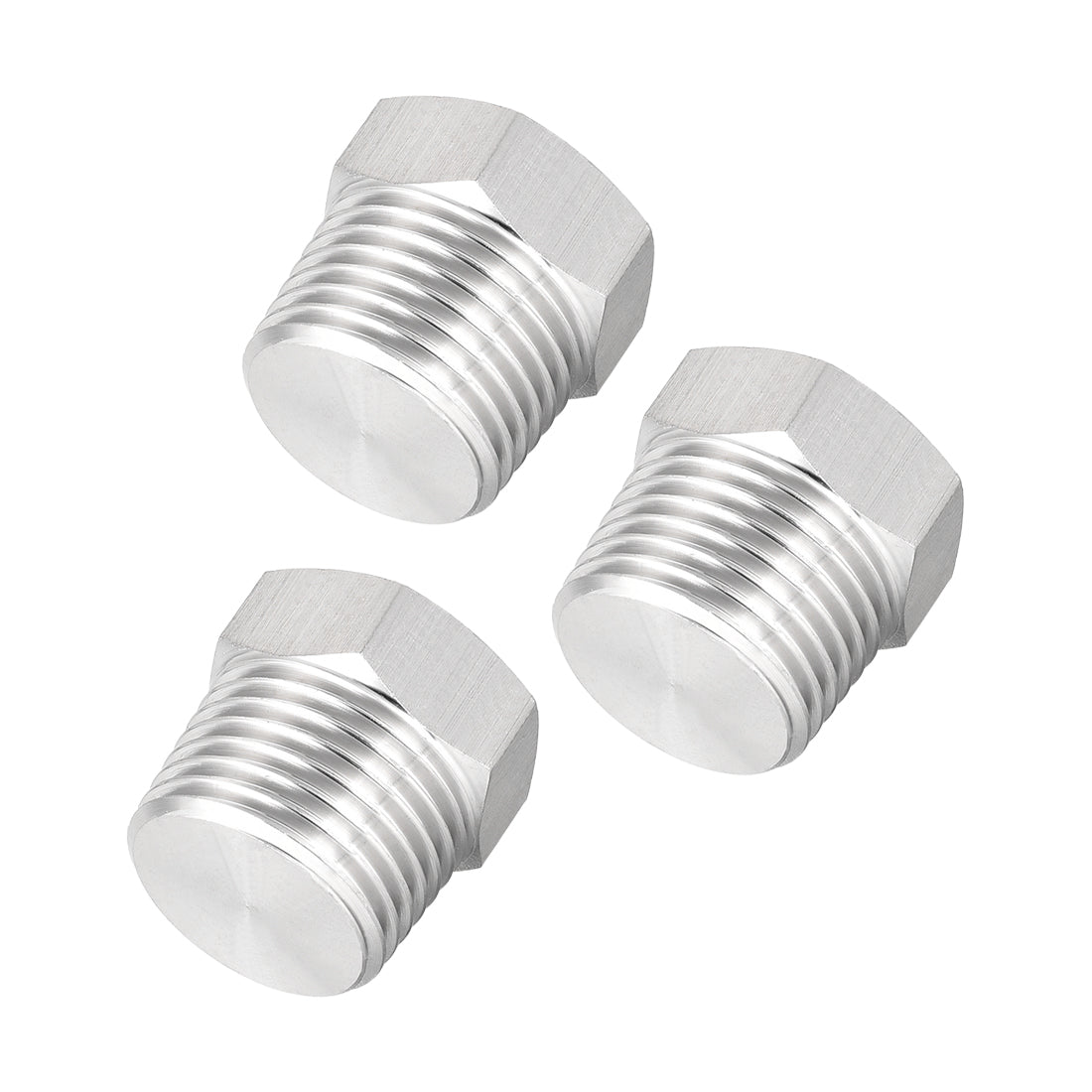 Uxcell 1/2NPT Male Outer Hex Head Plug - 304 Stainless Steel Solid Thread Corrosion Resistant ...
