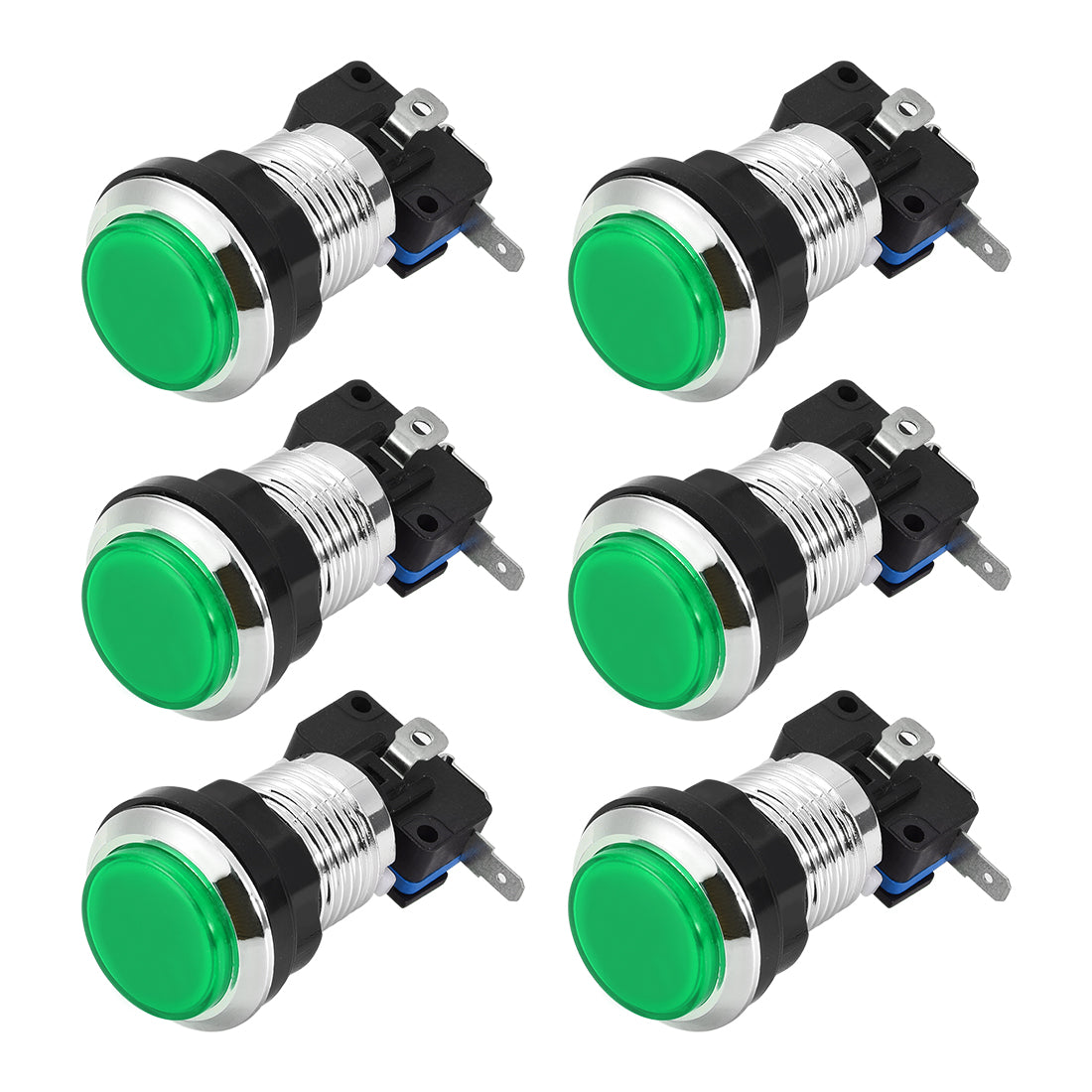 Uxcell Game Push Button 33mm 12V LED Illuminated Switch with Micro switch Yellow 6pcs | Harfington