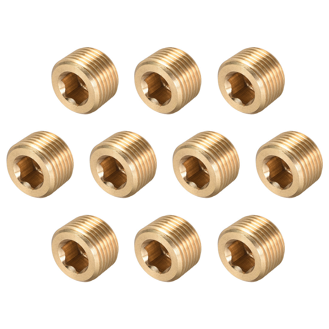 Uxcell Brass Pipe Fitting - Hex Counter Sunk Plug 1/16NPT Male Socket Drive Countersunk Pipe ...