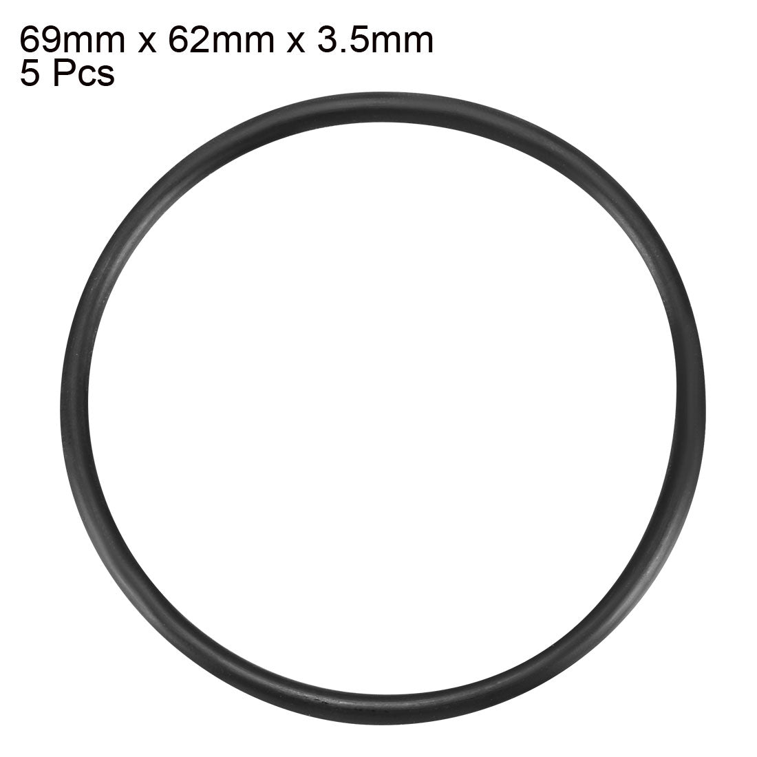 Uxcell 69mm x 62mm x 3.5mm Rubber Sealing Oil Filter O Rings Gaskets 5 ...