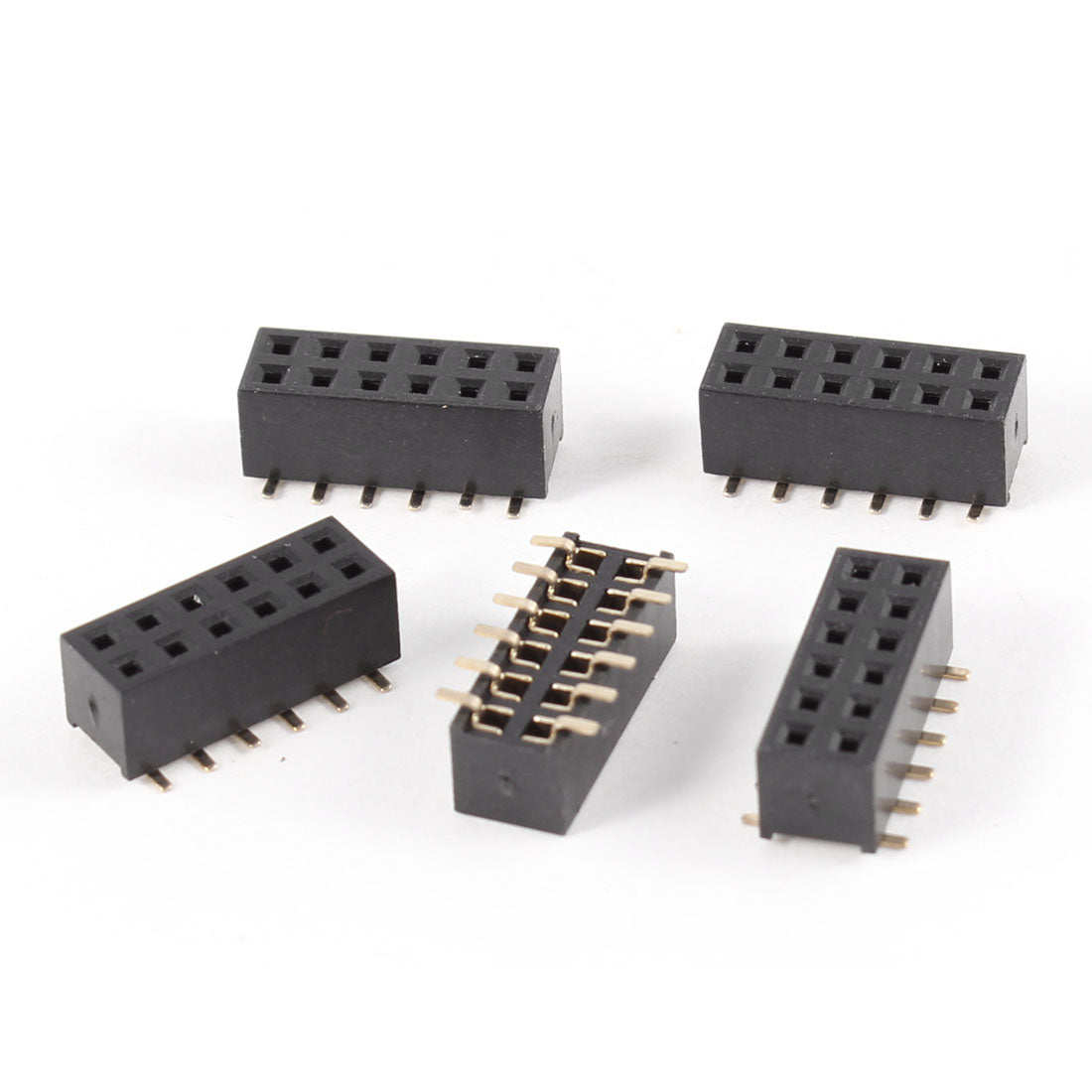 Uxcell 5Pcs Double Row 2mm Pitch 2x6 Pins SMT Surface Mounted Devices ...