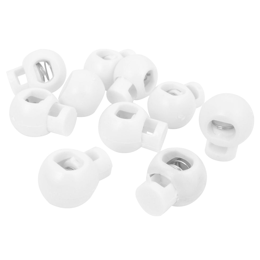 Uxcell White 6mm x 5mm Single Hole Round Head Spring Cord Locks Toggles ...