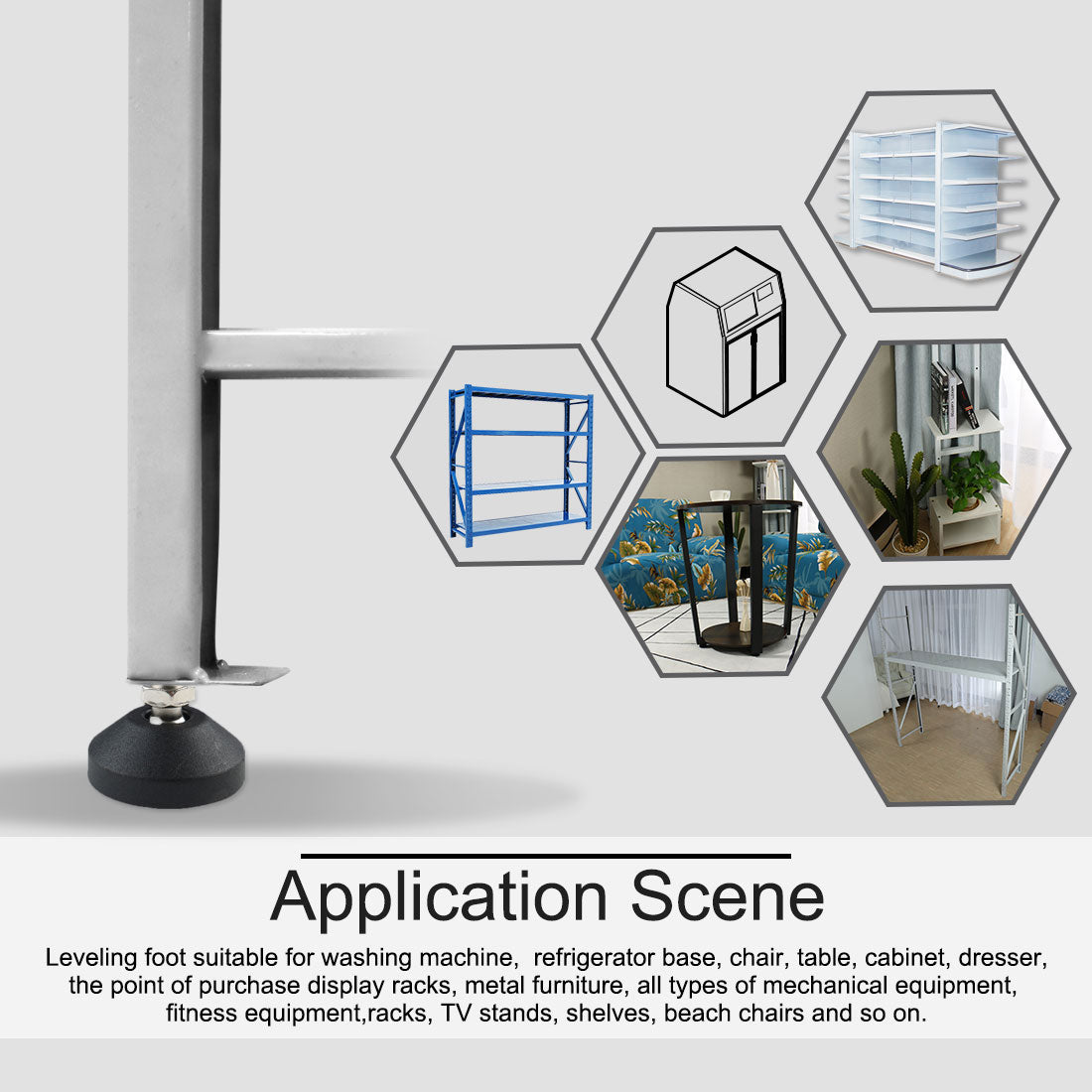 Uxcell M8x52mm Adjustable Threaded Pole Leveling Leveller Foot ...