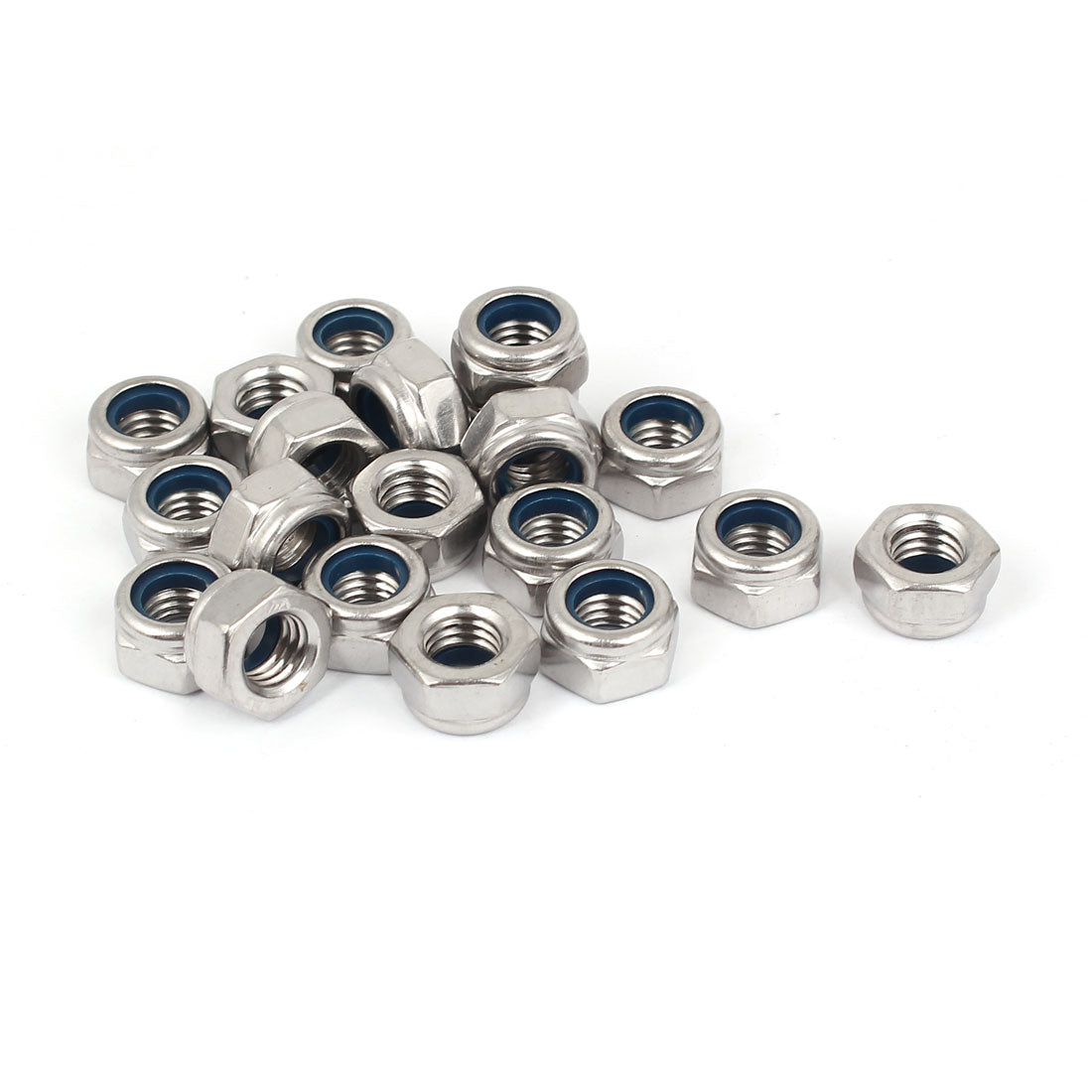 Uxcell M8 304 Stainless Steel Nylock Self-Locking Nylon Insert Hex Lock ...