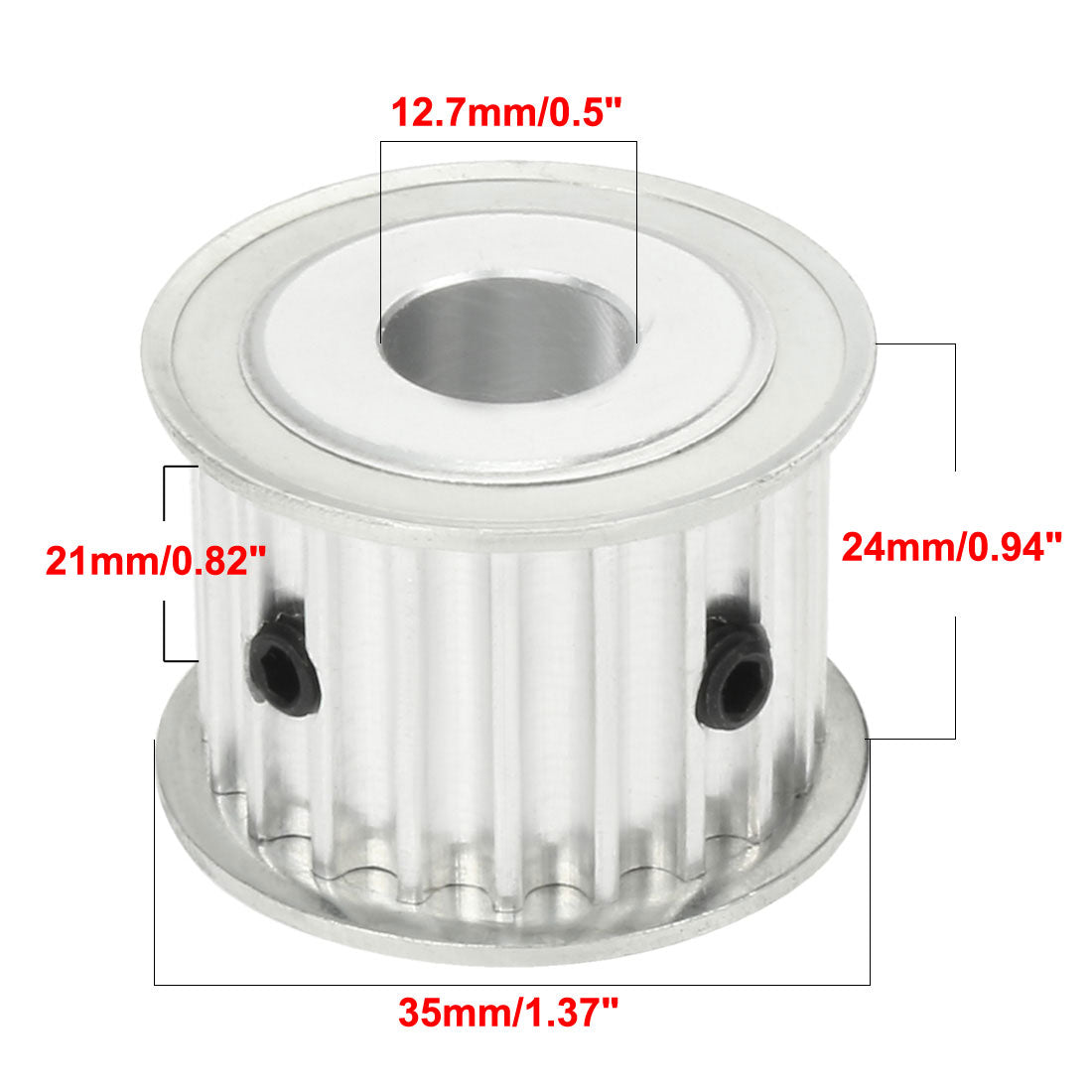 Uxcell Aluminum 20 Teeth 12.7mm Bore 5mm Pitch Timing Belt Pulley for ...
